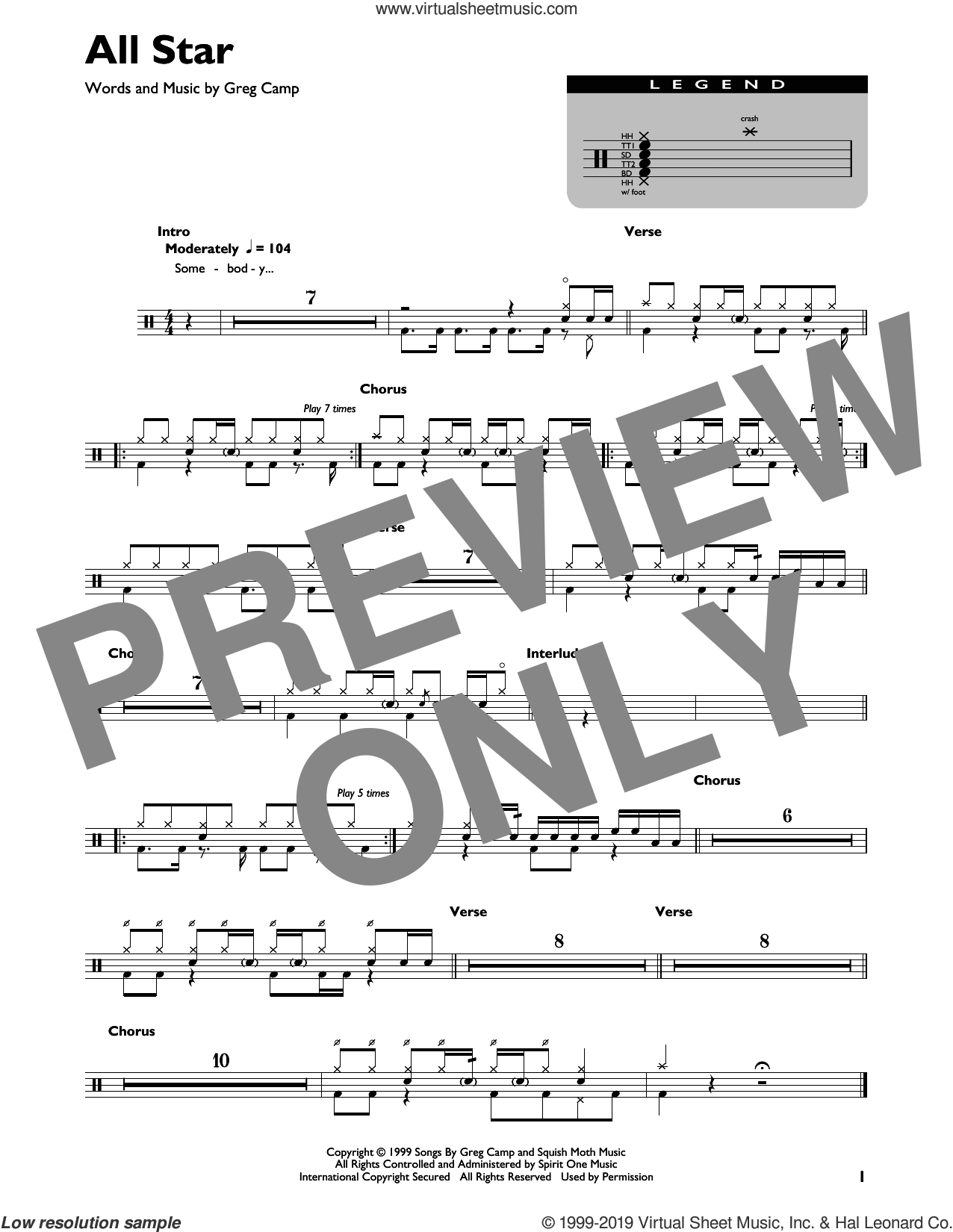 All Star sheet music for drums (percussions) (PDF) v2