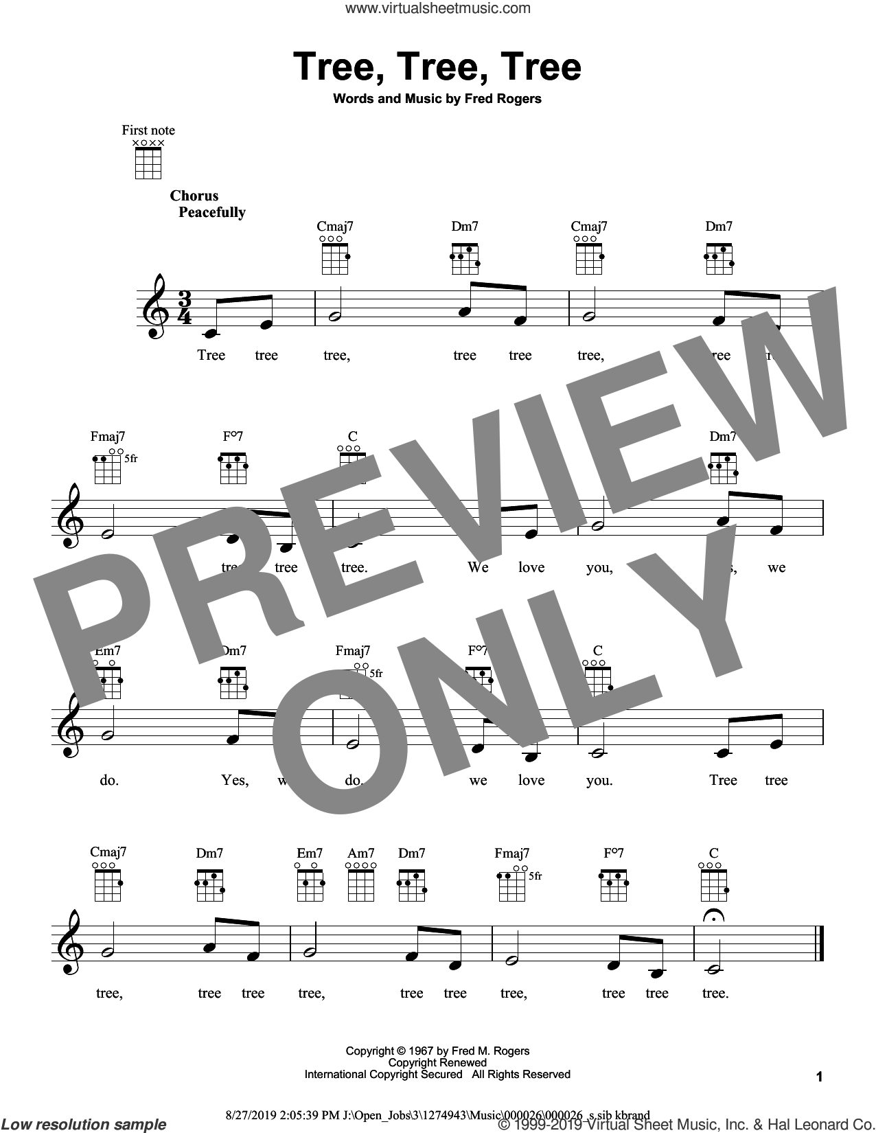 Tree, Tree, Tree sheet music for ukulele (PDF-interactive)