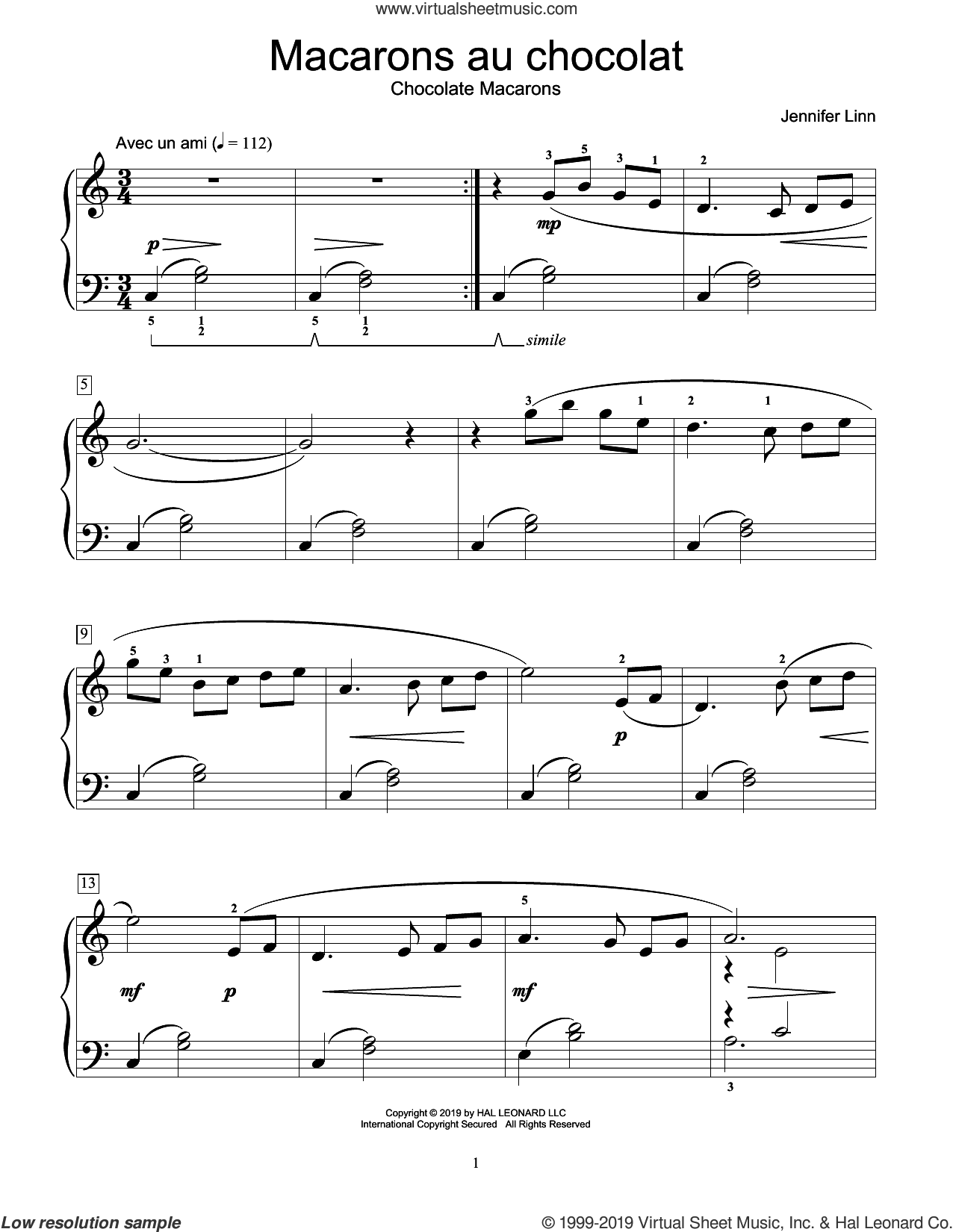 Macarons au chocolat sheet music for piano solo (elementary)