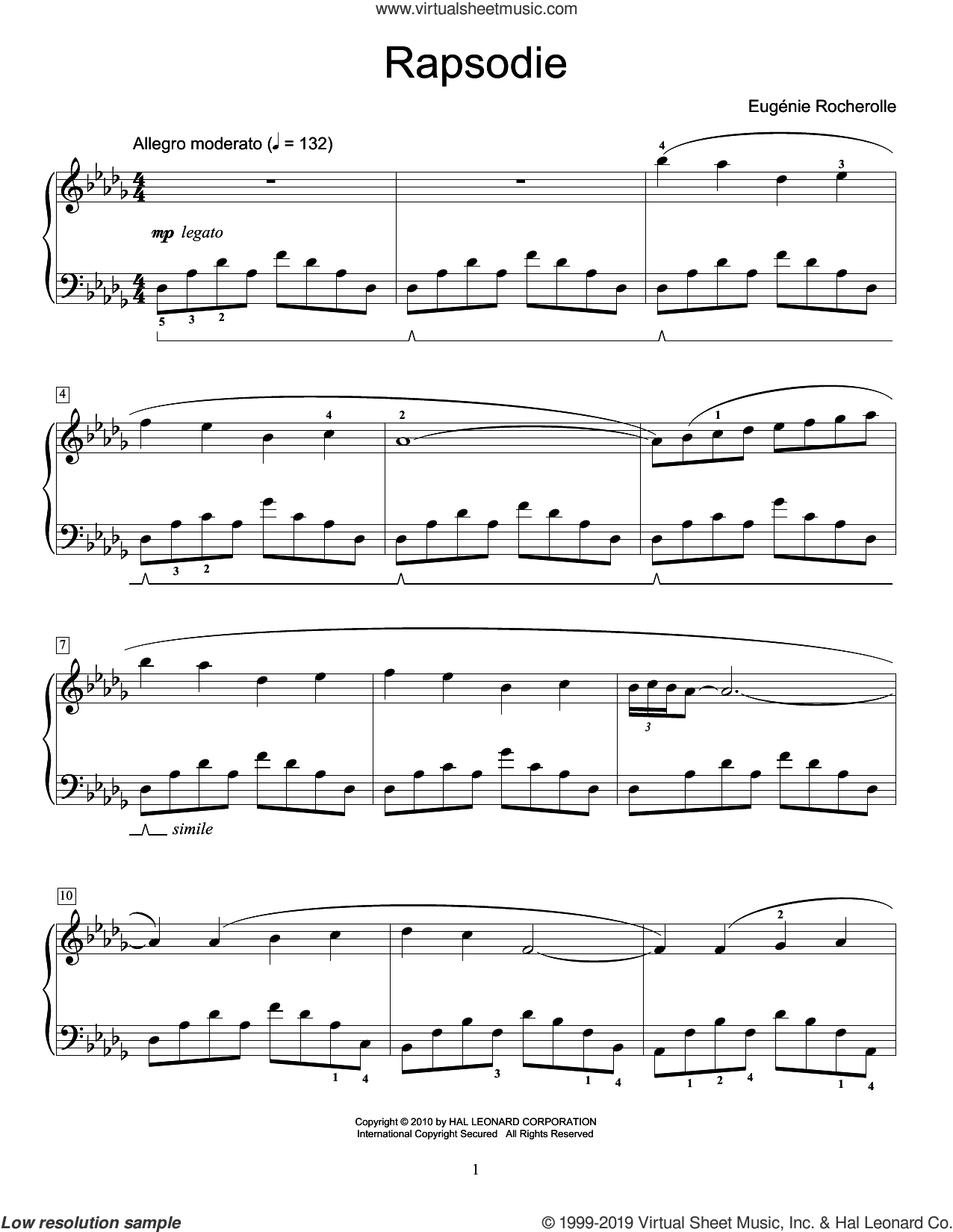 Rapsodie sheet music for piano solo (elementary) (PDF)