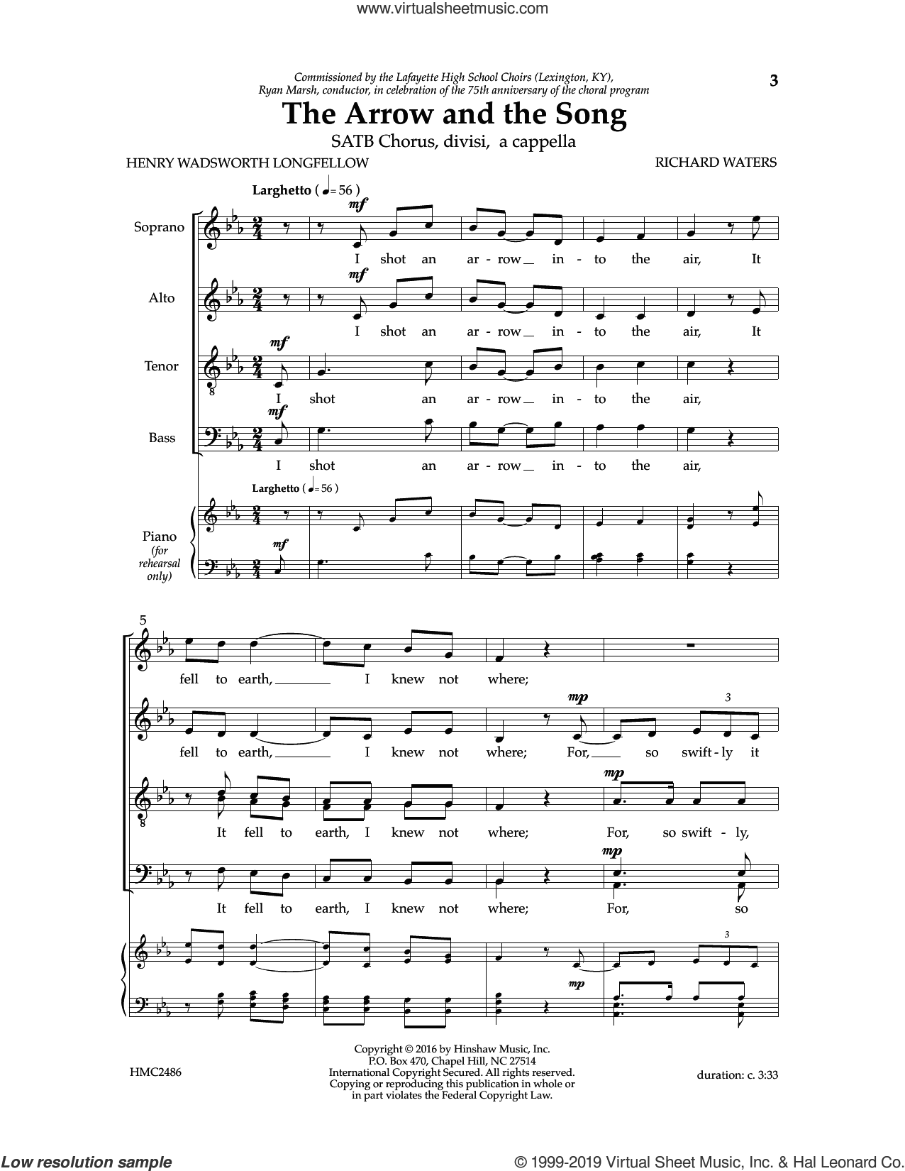 The Arrow And The Song sheet music for choir (SATB: soprano, alto ...
