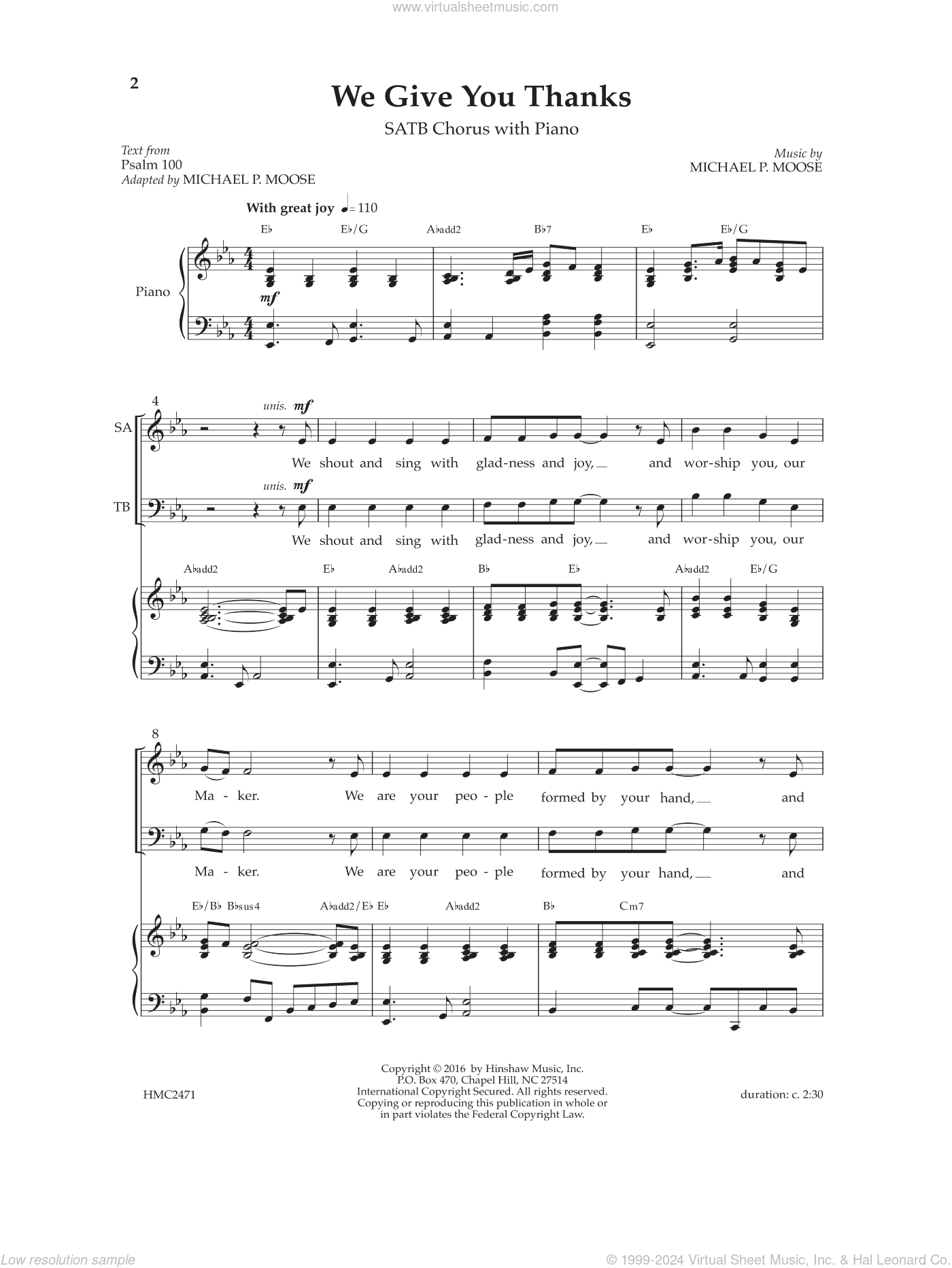 We Give You Thanks sheet music for choir (SATB: soprano, alto, tenor, bass)