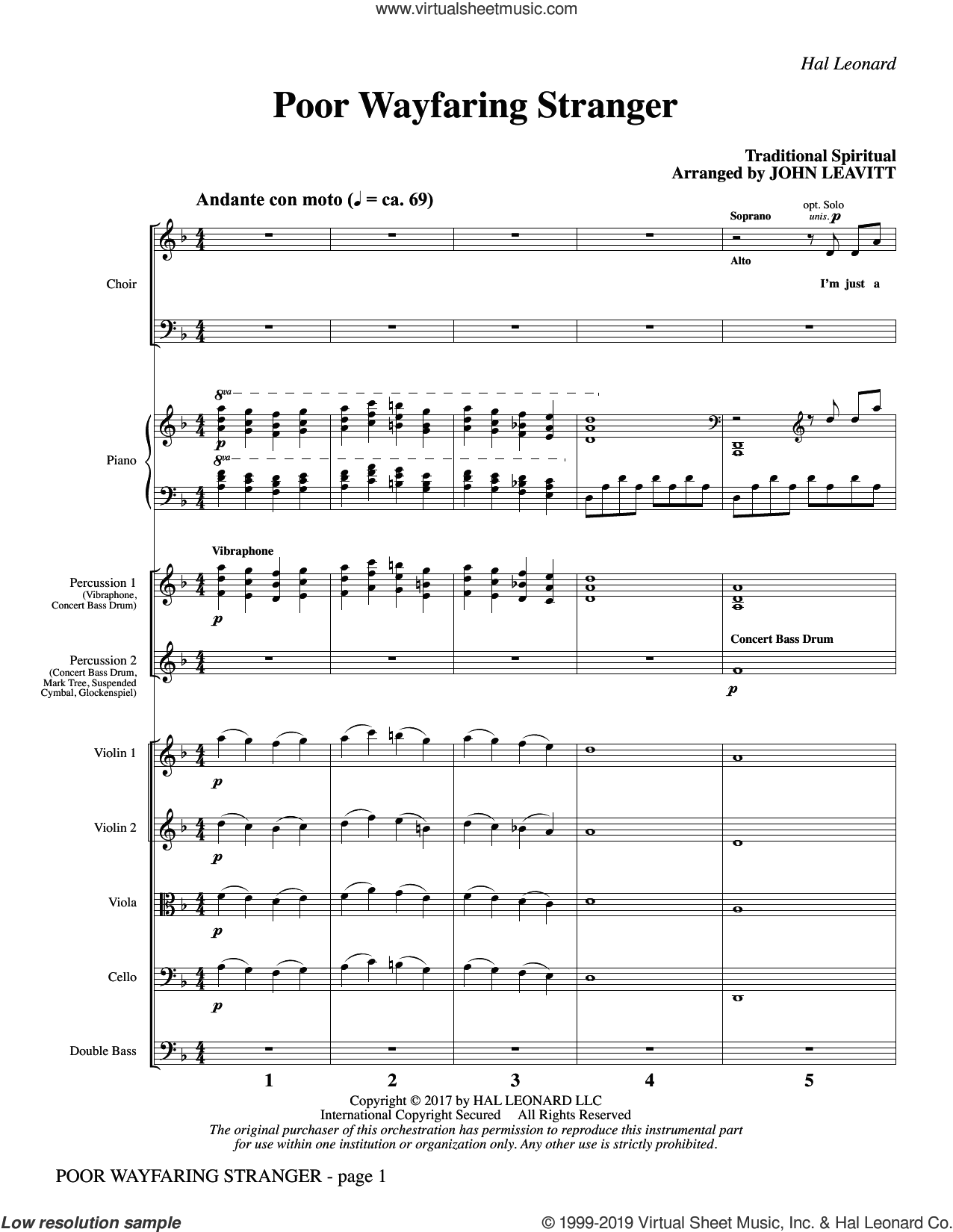 Poor Wayfaring Stranger (arr. John Leavitt) sheet music (complete ...