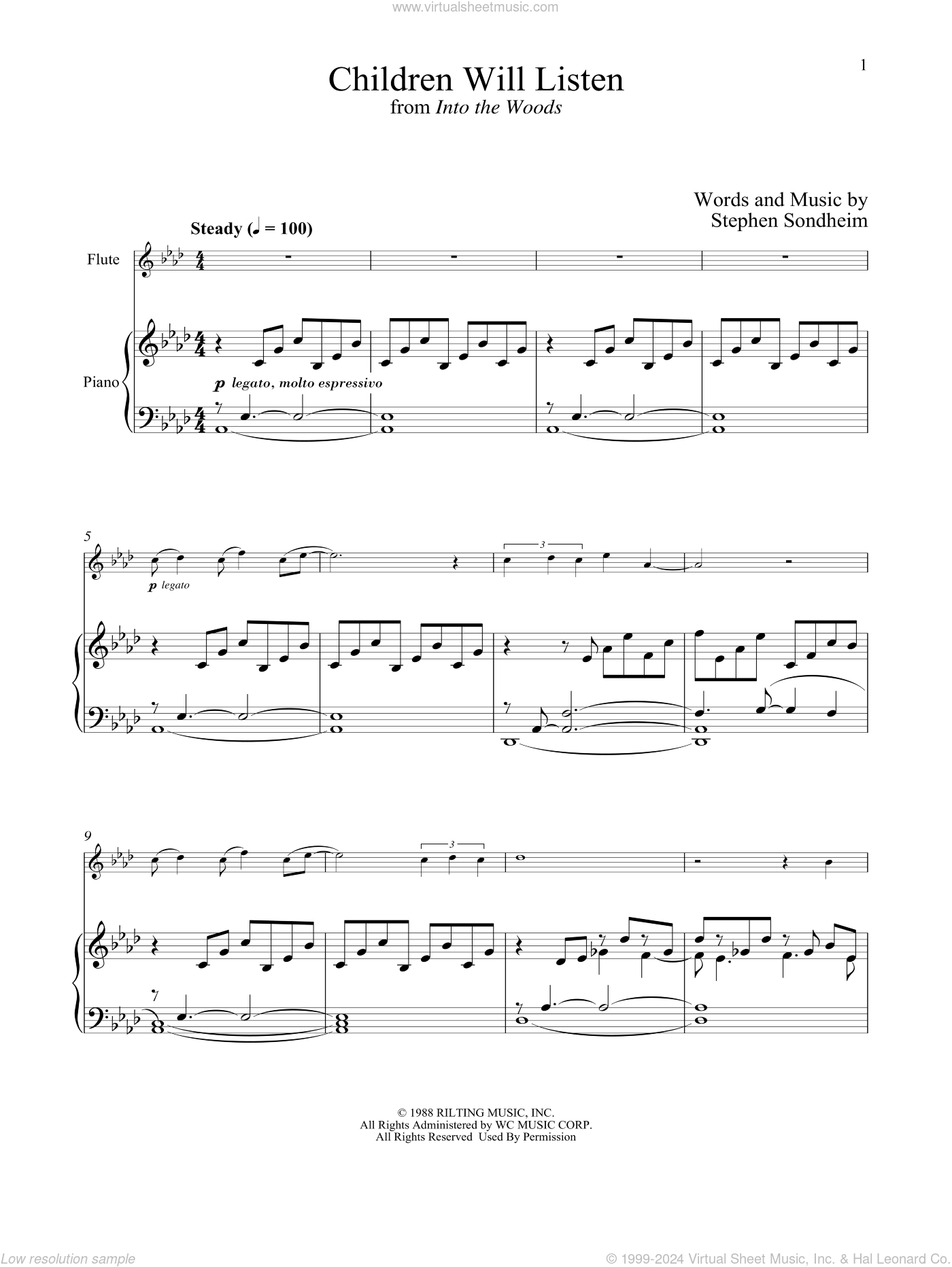 Children Will Listen (from Into The Woods) sheet music for flute and piano