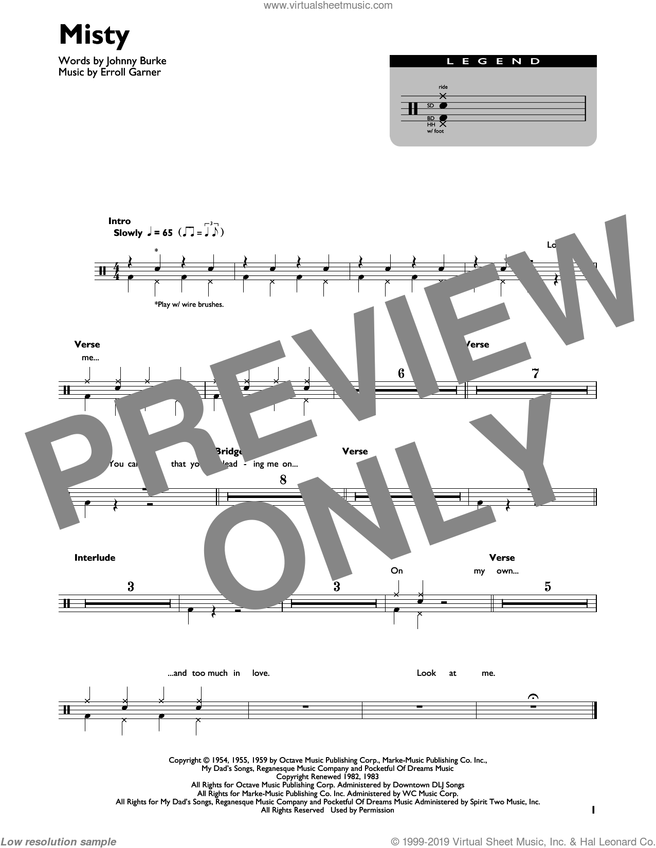 Misty sheet music for drums (percussions) (PDF)