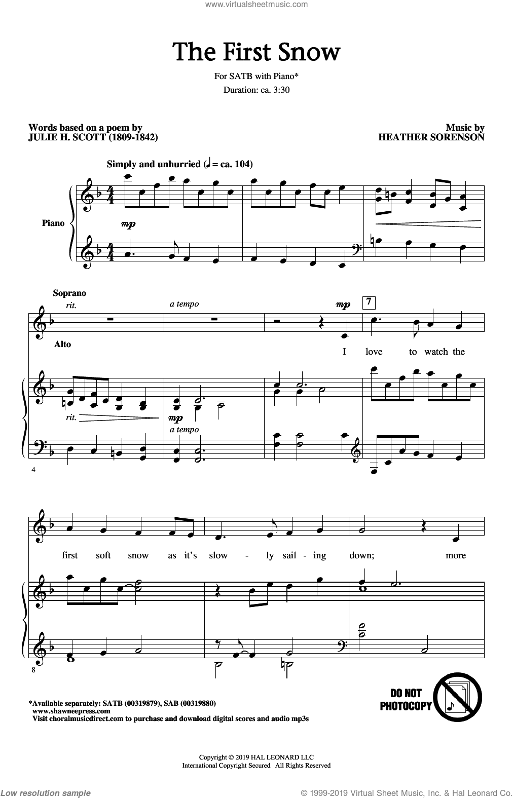 The First Snow sheet music for choir (SATB: soprano, alto, tenor, bass)
