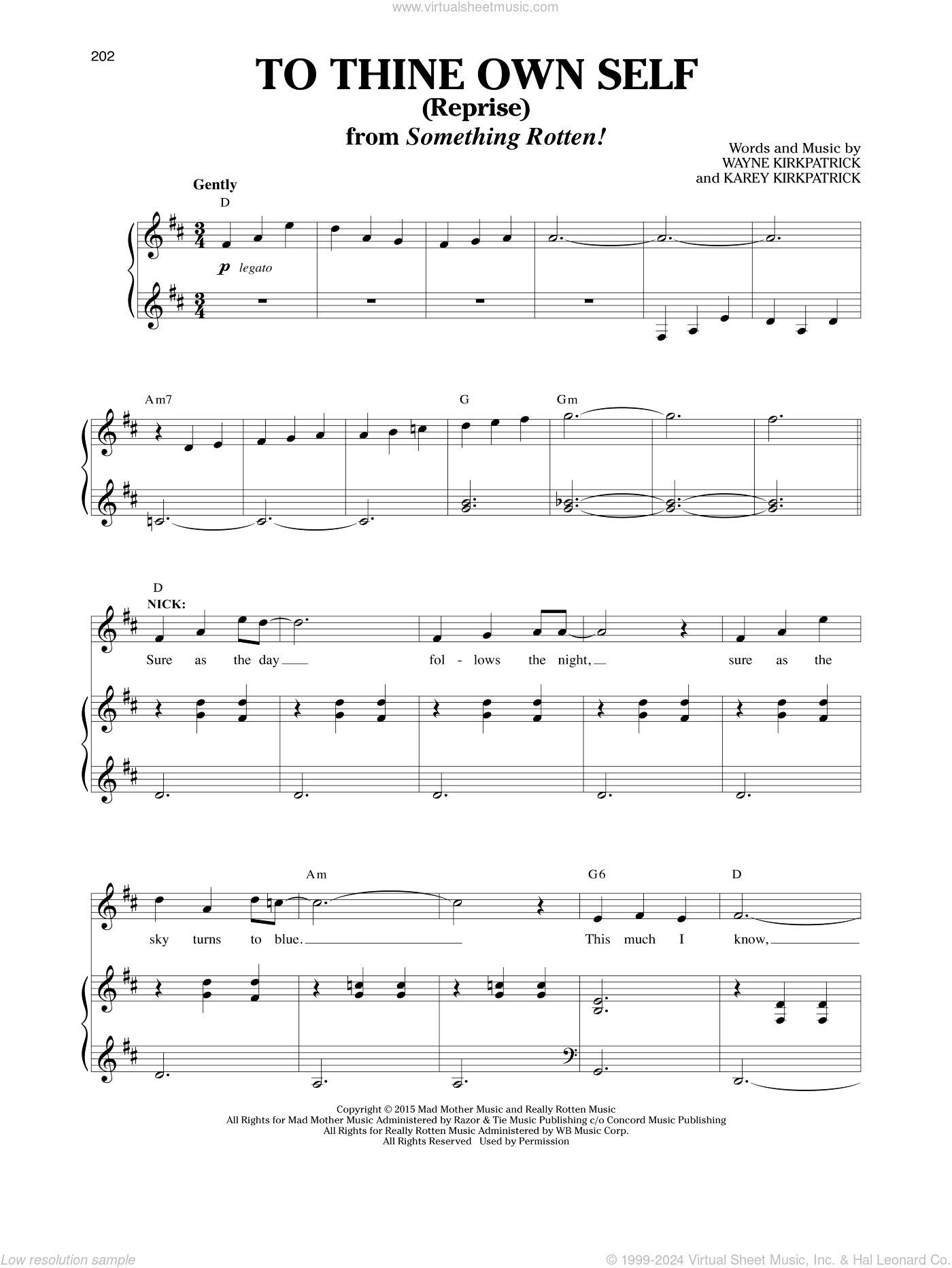 To Thine Own Self (Reprise) (from Something Rotten!) sheet music for voice and piano