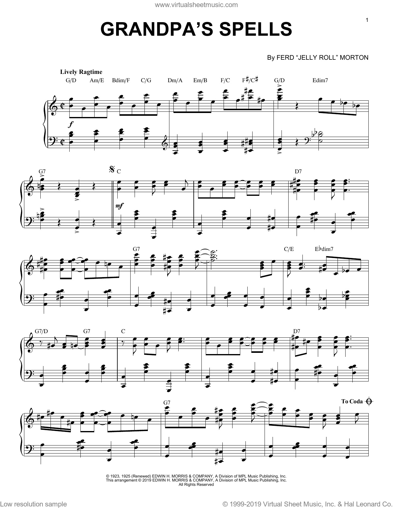 Grandpa's Spells [Jazz version] sheet music for piano solo (PDF)