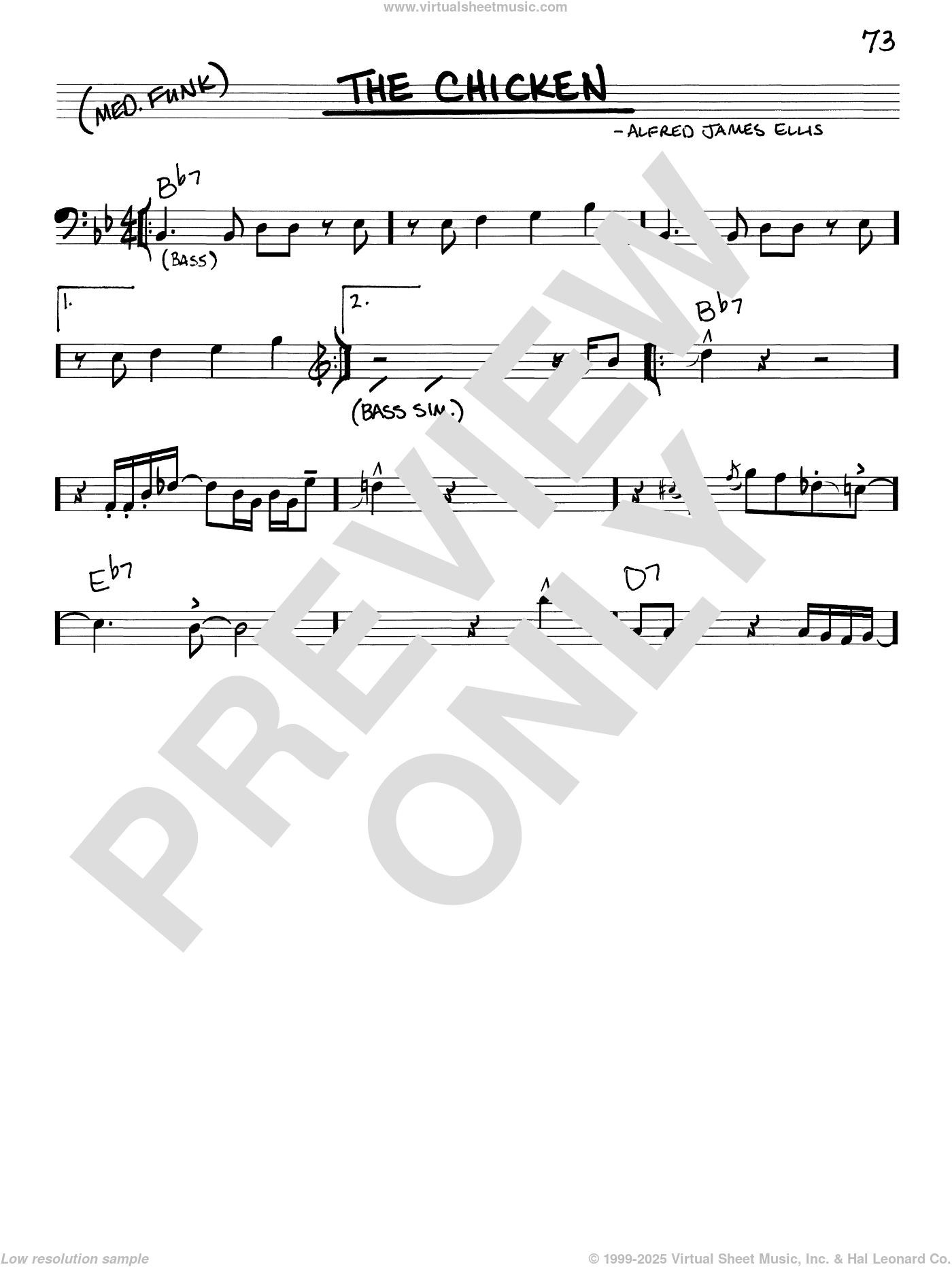 The Chicken sheet music (real book - melody and chords) (real book)