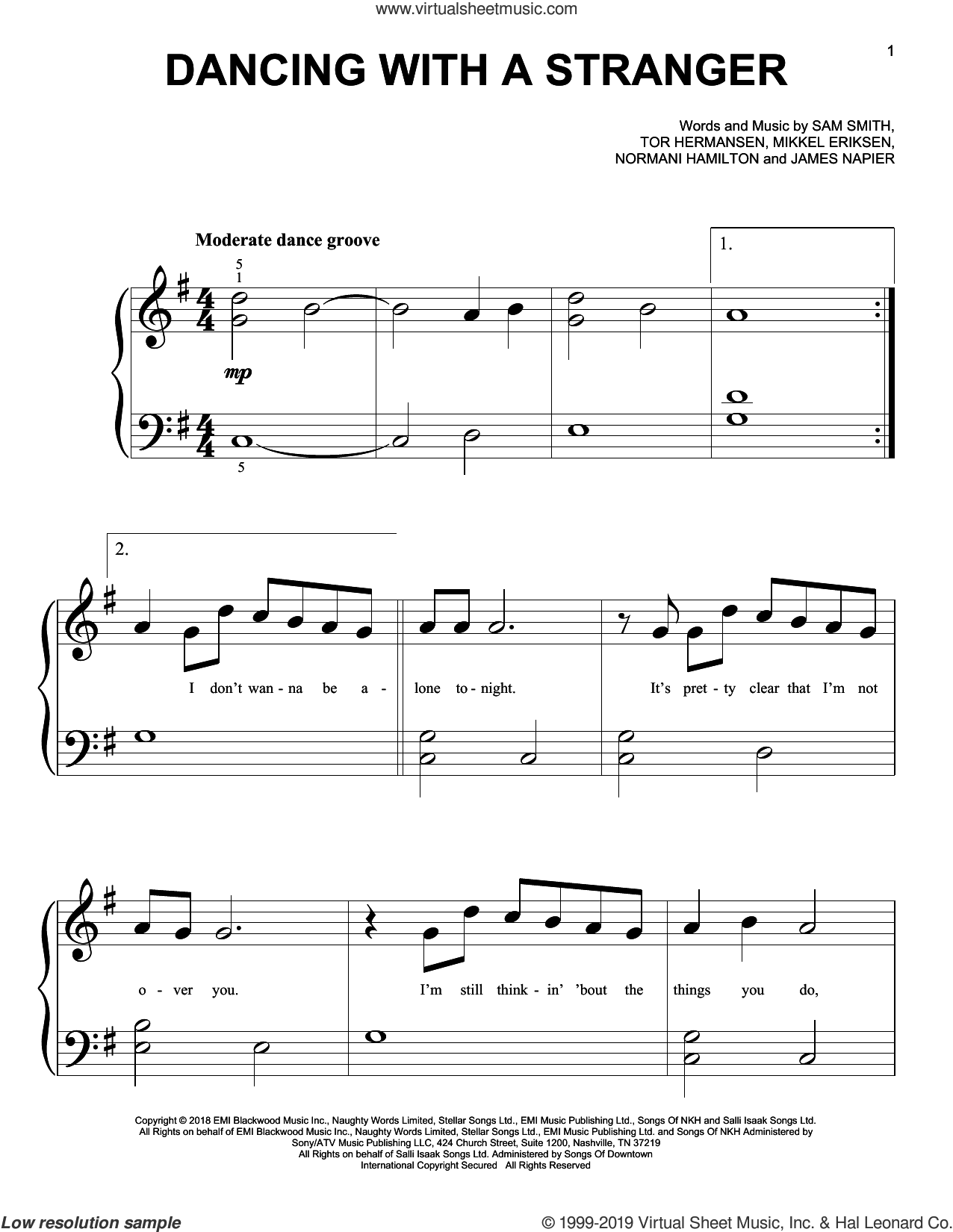 Dancing With A Stranger sheet music for piano solo (big note book)