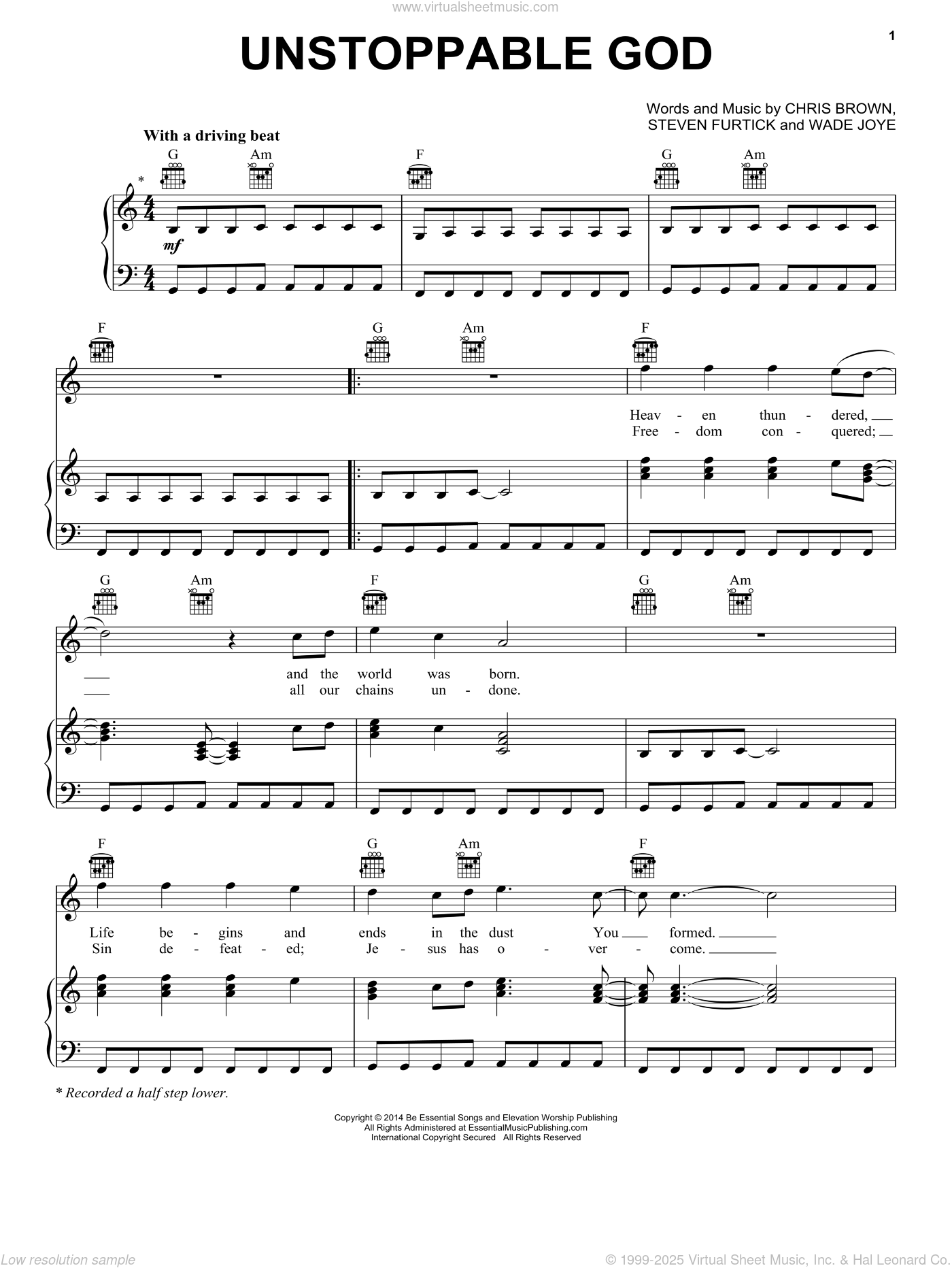 Unstoppable God sheet music for voice, piano or guitar (PDF)