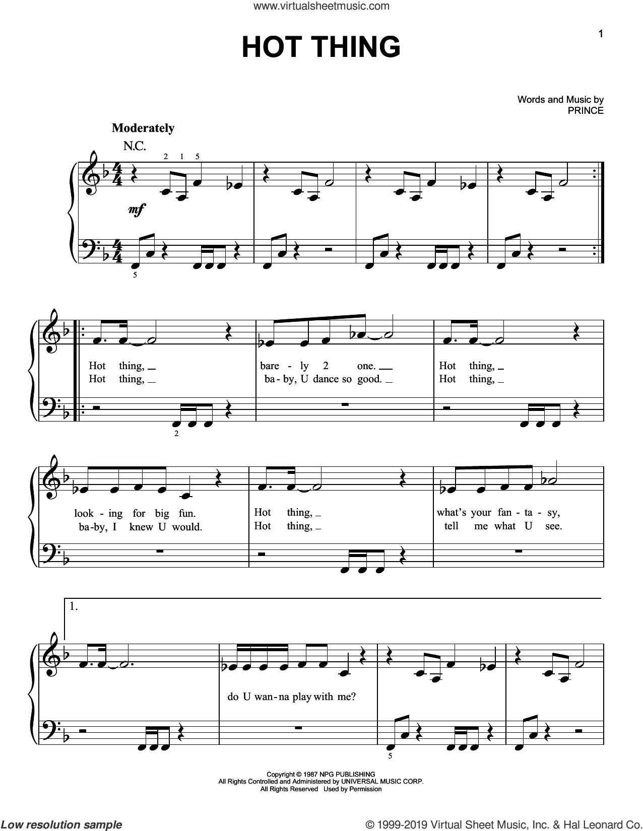 Hot Thing sheet music for piano solo (PDF-interactive)