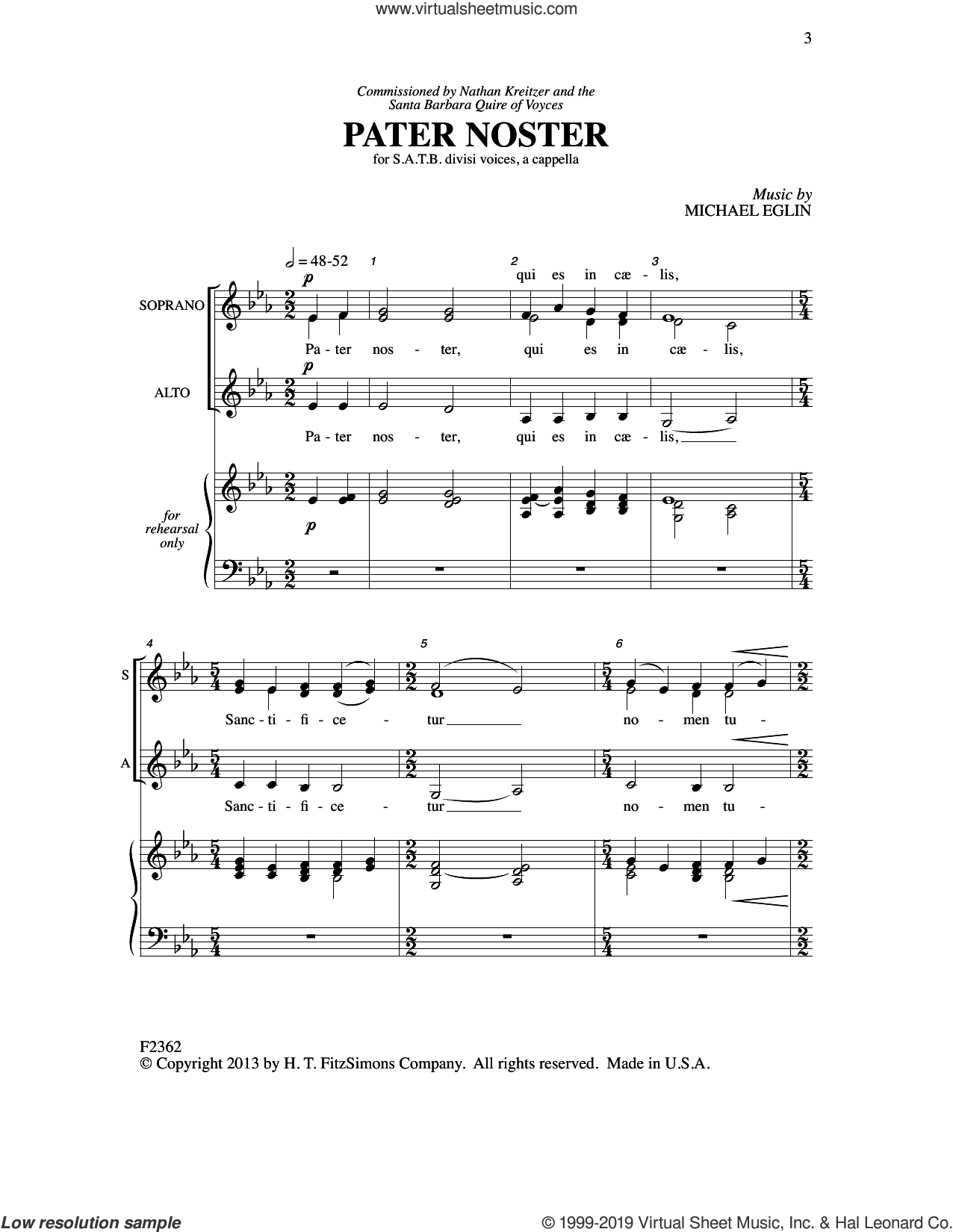 Pater Noster sheet music for choir (SATB: soprano, alto, tenor, bass)