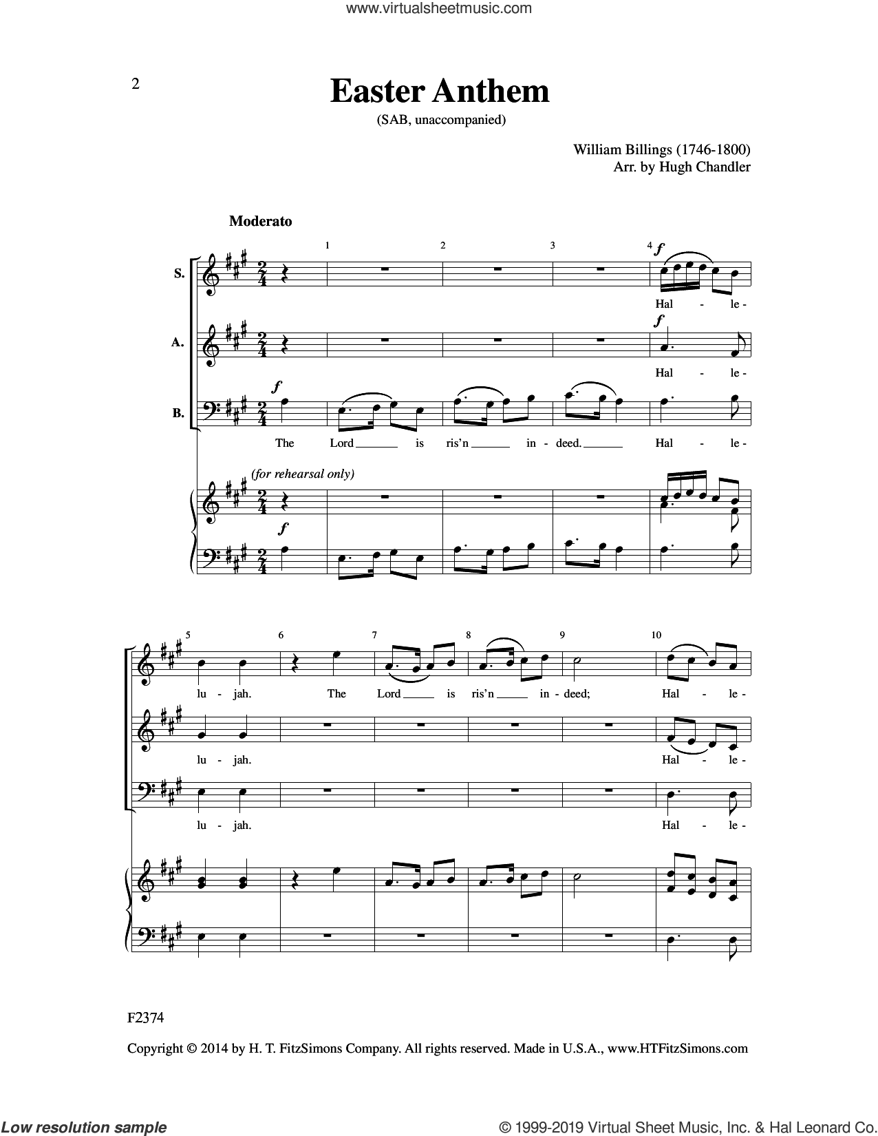 Easter Anthem (arr. Hugh Chandler) sheet music for choir (SAB: soprano ...
