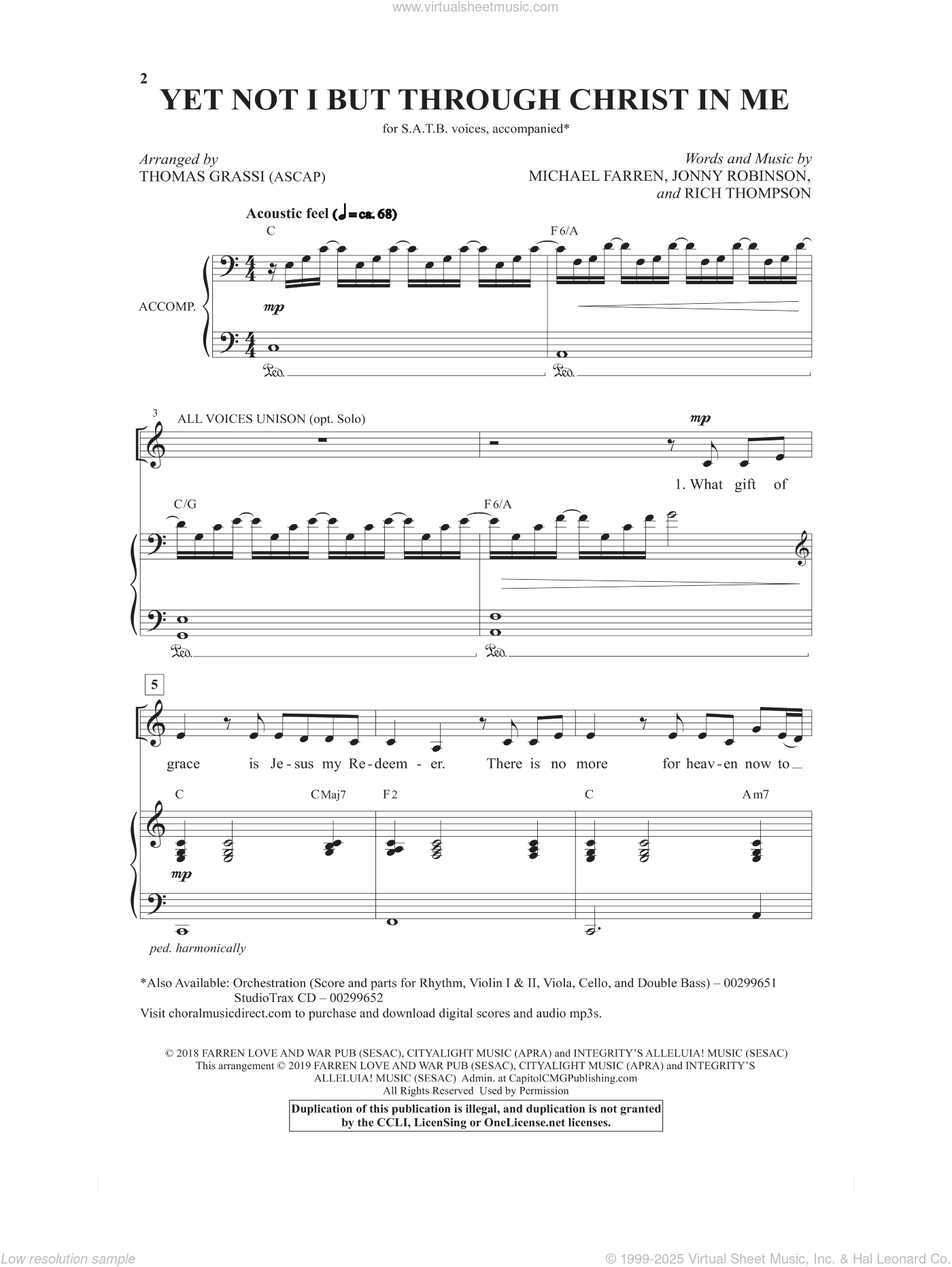 Yet Not I But Through Christ In Me (arr. Thomas Grassi) sheet music for ...