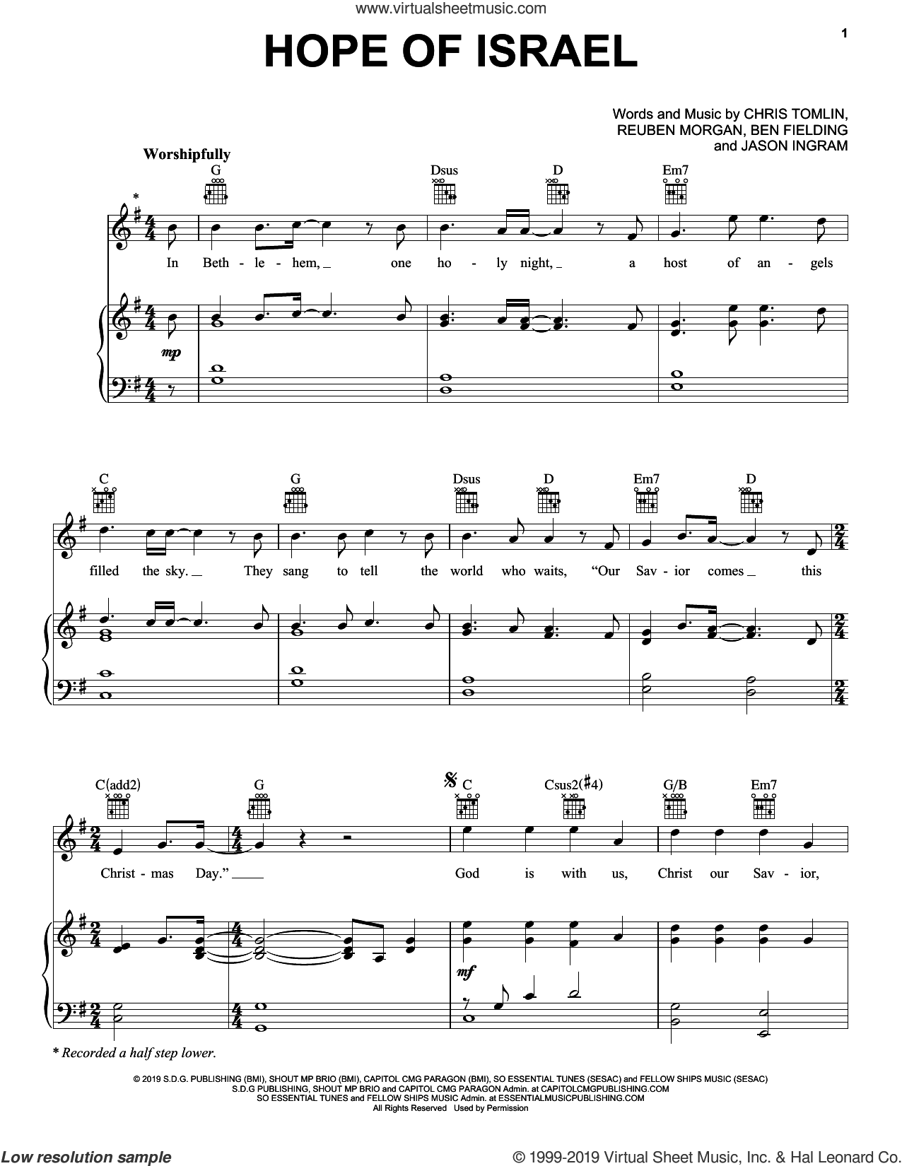 Hope Of Israel sheet music for voice, piano or guitar (PDF)