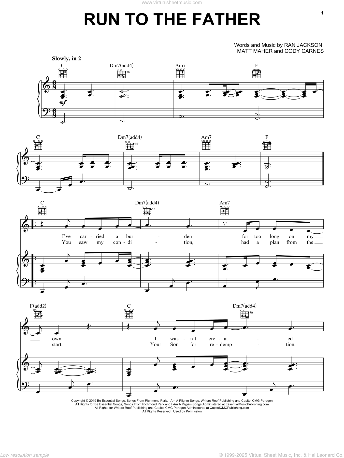 Run To The Father sheet music for voice, piano or guitar (PDF)