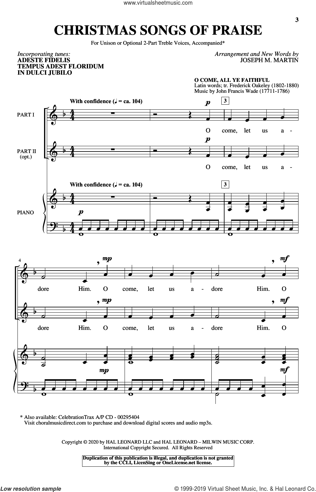 Christmas Songs Of Praise (arr. Joseph M. Martin) sheet music for choir ...