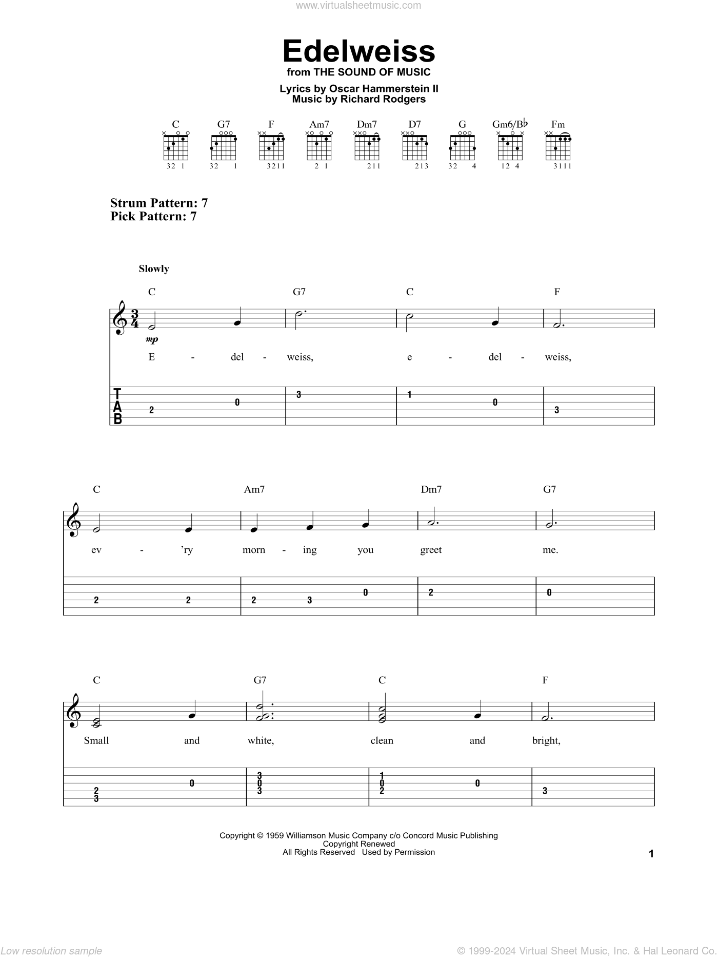 Edelweiss (from The Sound Of Music) sheet music for guitar solo (easy ...