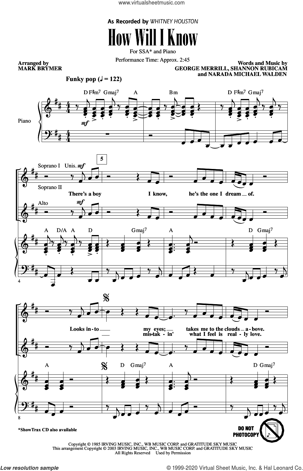 How Will I Know (arr. Mark Brymer) sheet music for choir (SSA: soprano ...