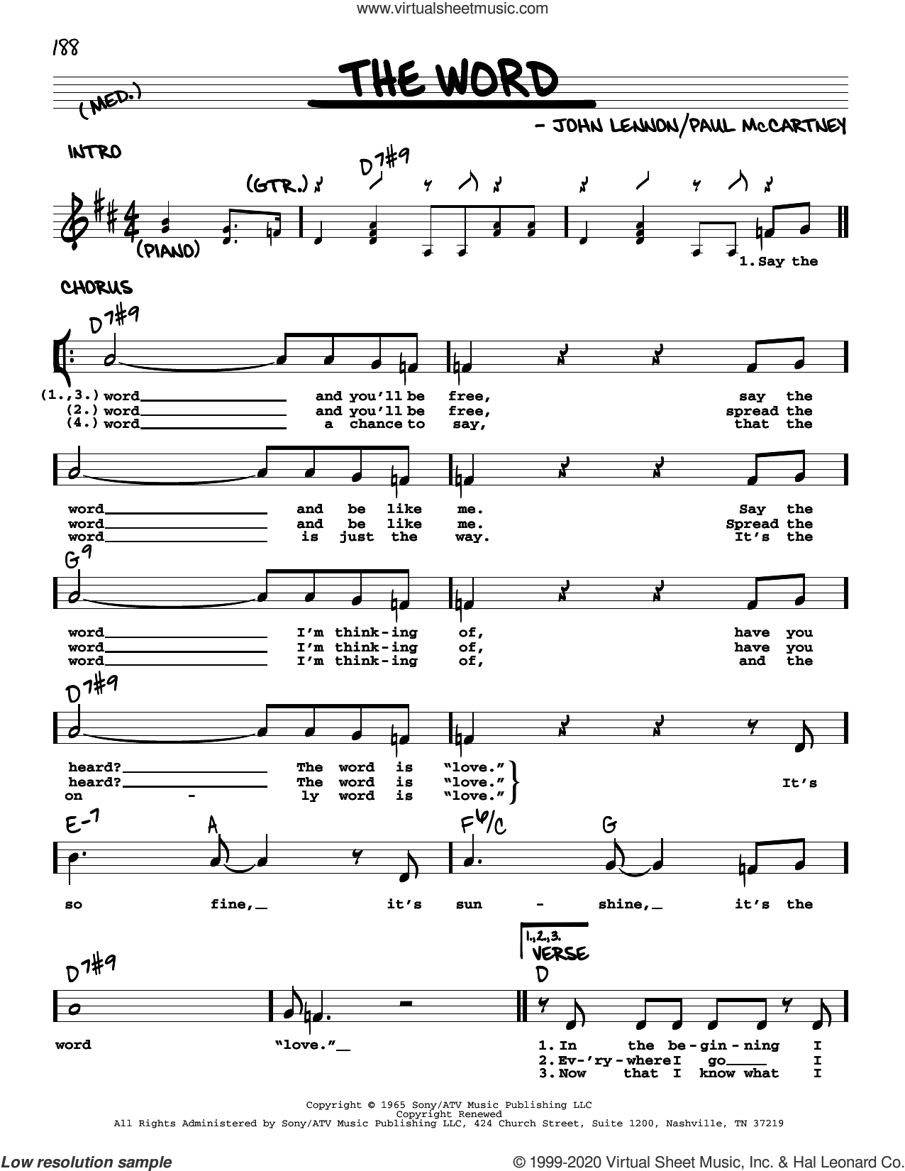 The Word [Jazz version] sheet music (real book with lyrics) (PDF)