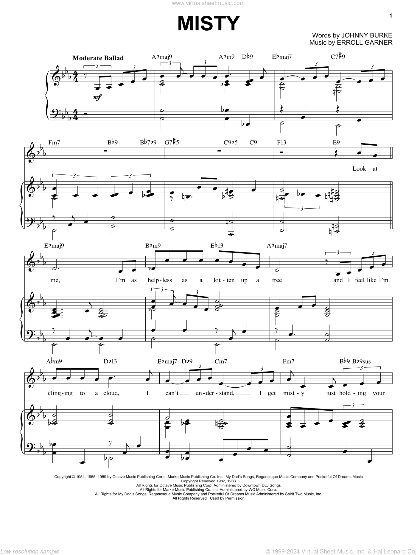 Misty [Jazz version] (arr. Brent Edstrom) sheet music for voice and ...