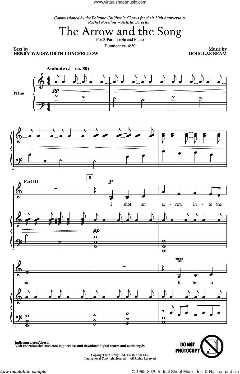 The Arrow And The Song sheet music for choir (3-Part Treble)