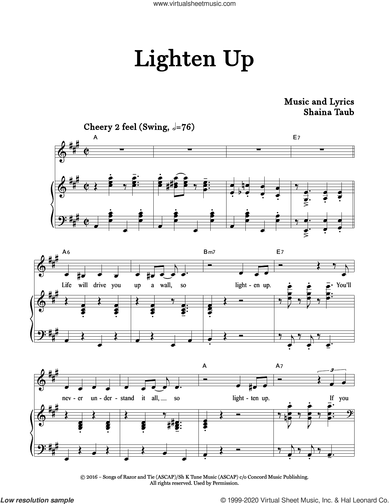 Lighten Up sheet music for voice and piano (PDF-interactive)