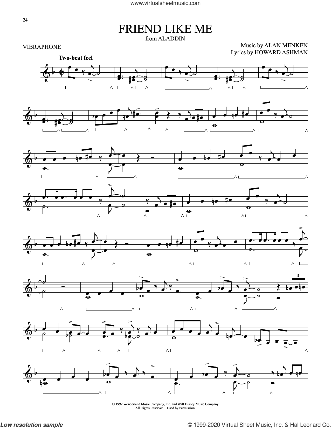 Friend Like Me (from Aladdin) sheet music for Vibraphone Solo