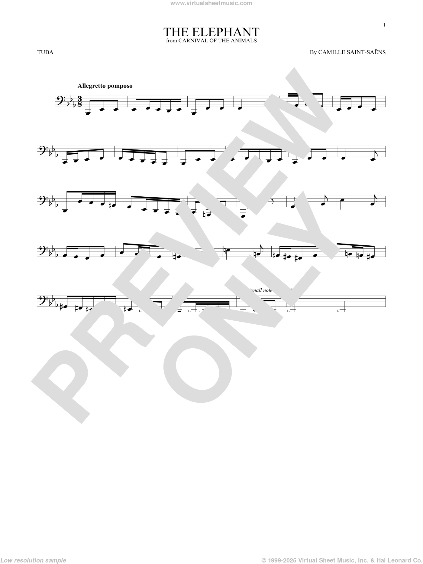 The Elephant sheet music for Tuba Solo (tuba) (PDF-interactive)