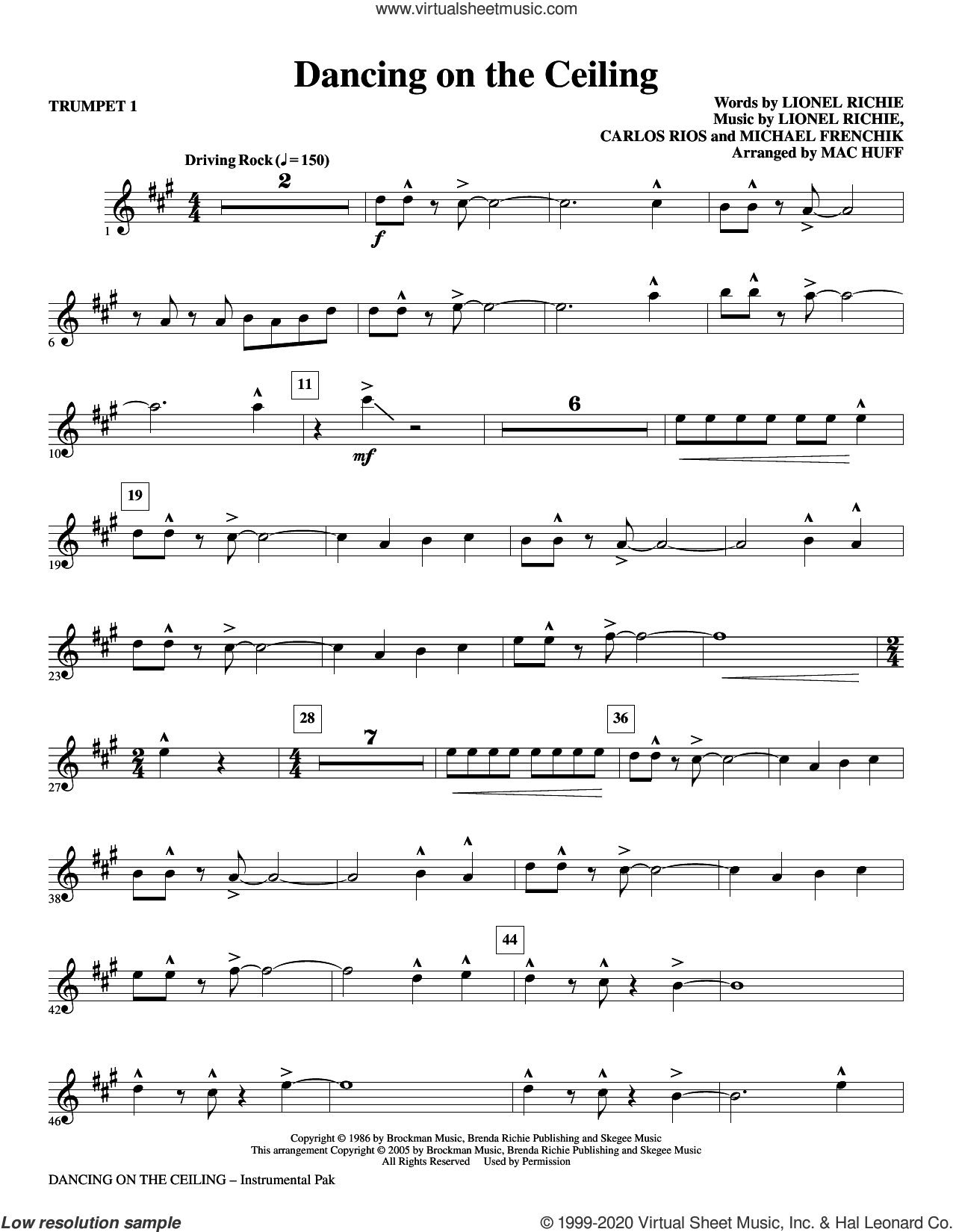 Dancing On The Ceiling (arr. Mac Huff) (complete set of parts) sheet ...