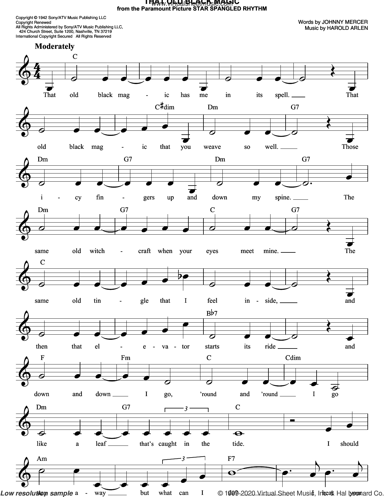 That Old Black Magic sheet music (fake book, (easy) (fake book)
