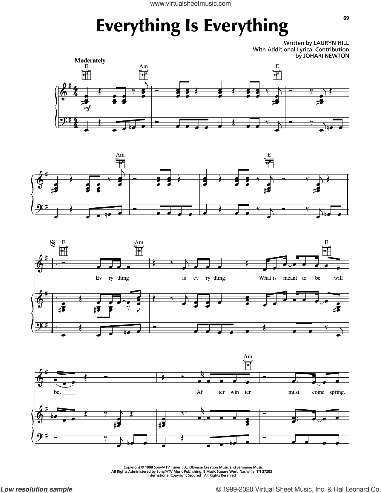 Everything Is Everything sheet music for voice, piano or guitar