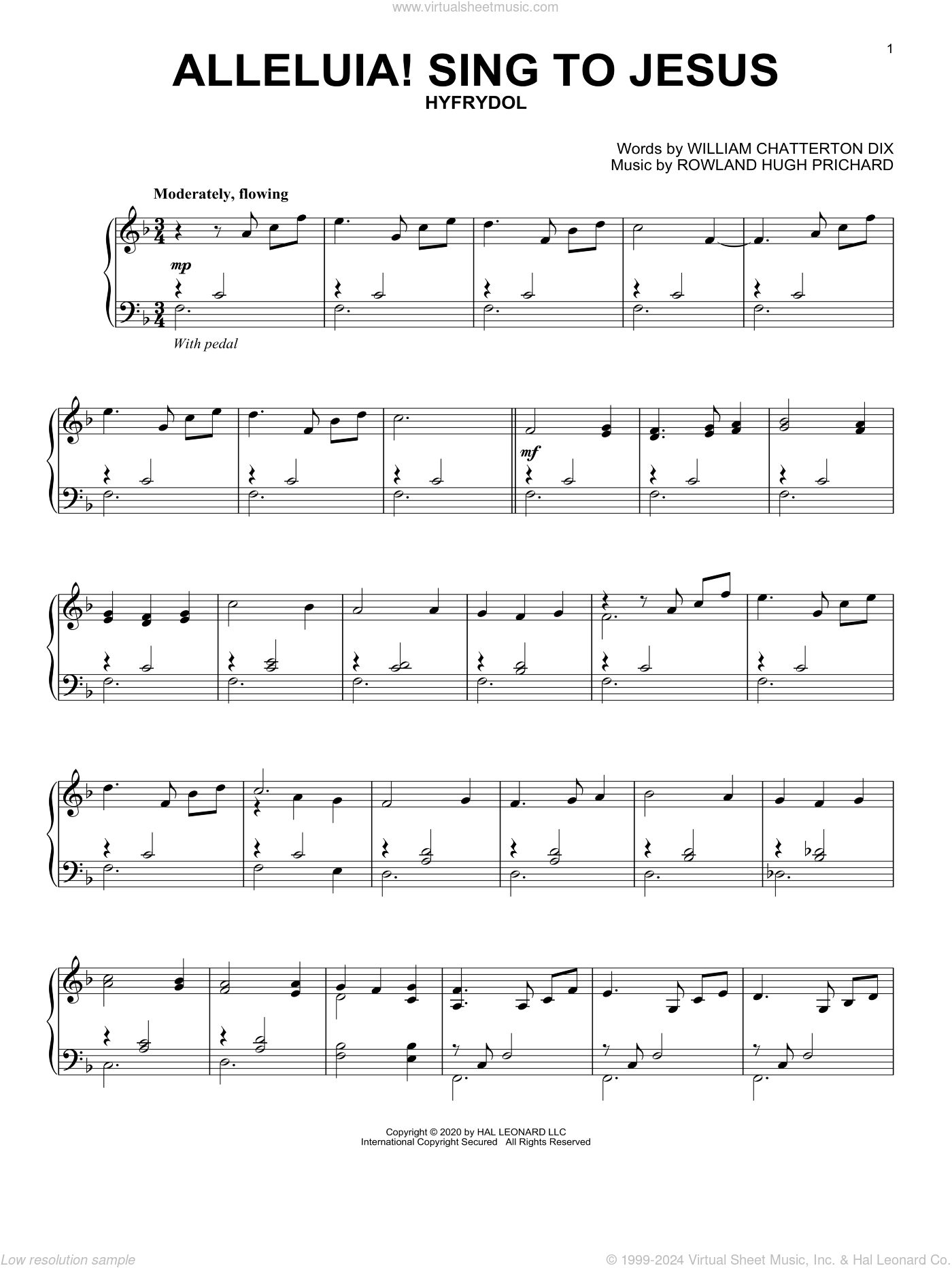 Alleluia! Sing To Jesus sheet music for piano solo (PDF)