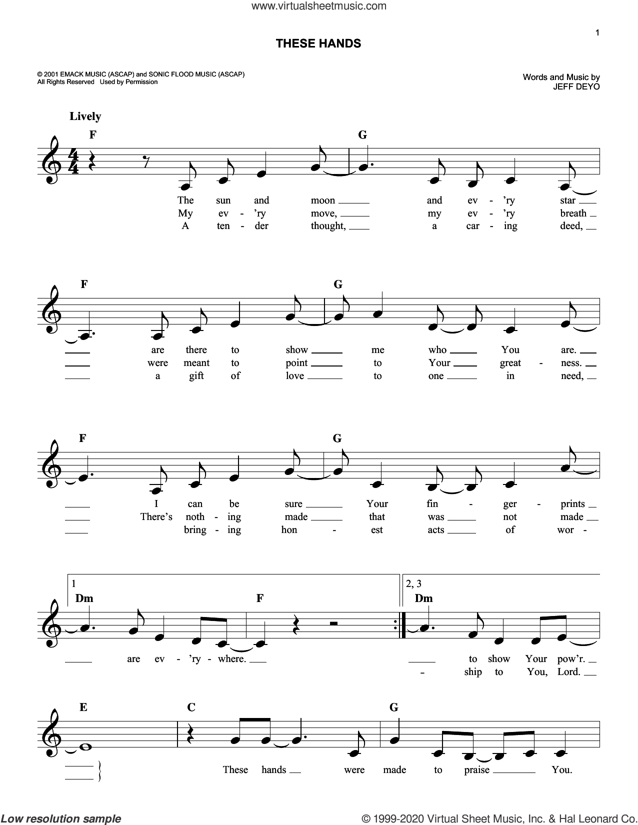 These Hands sheet music (fake book) (PDF)