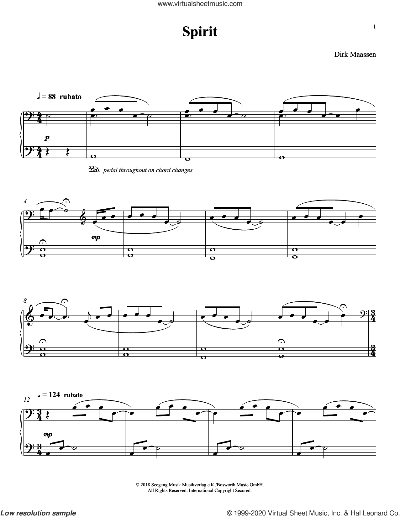 Spirit sheet music for piano solo (PDF-interactive)