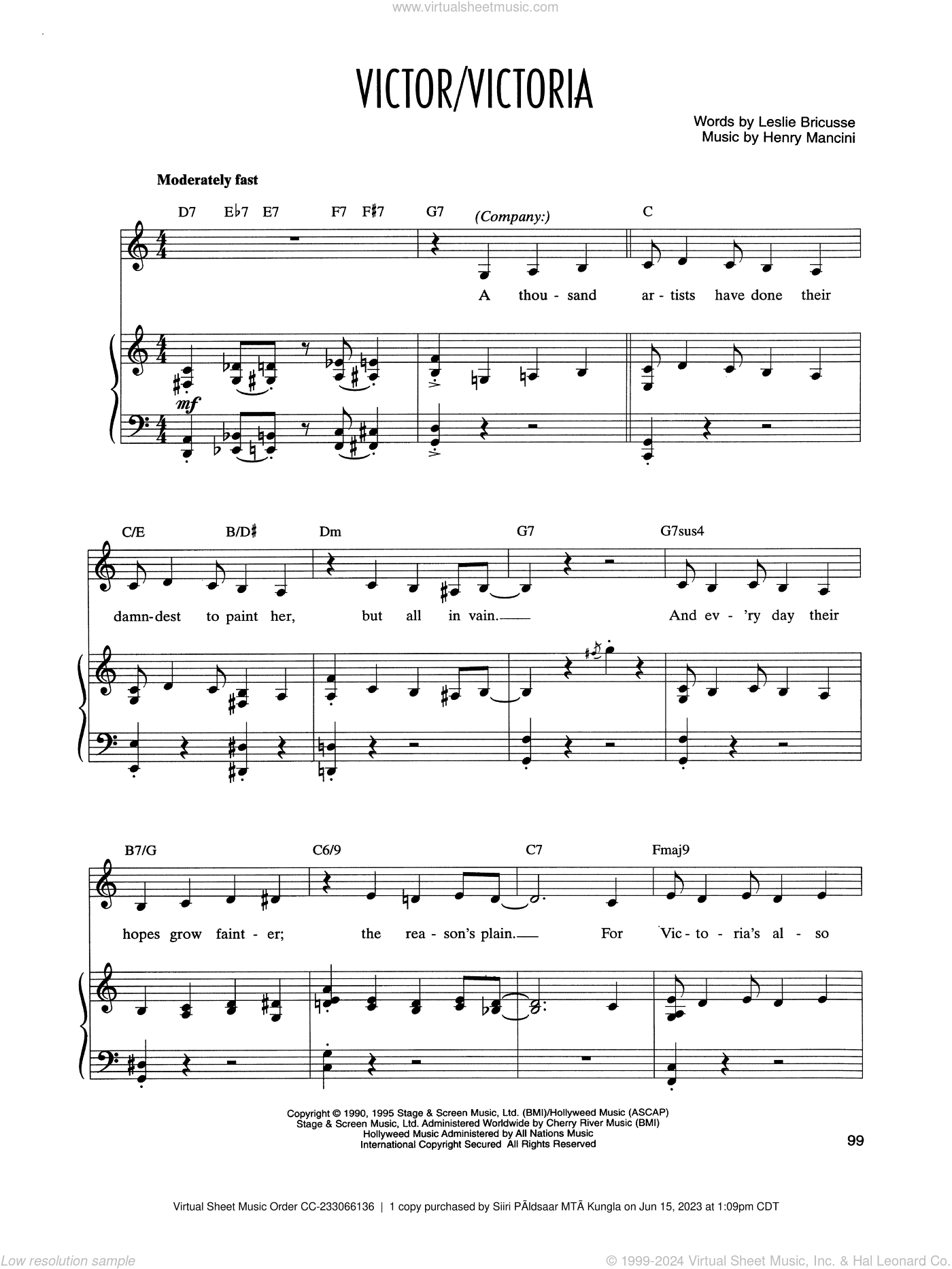 Victor/Victoria sheet music for voice and piano (PDF)