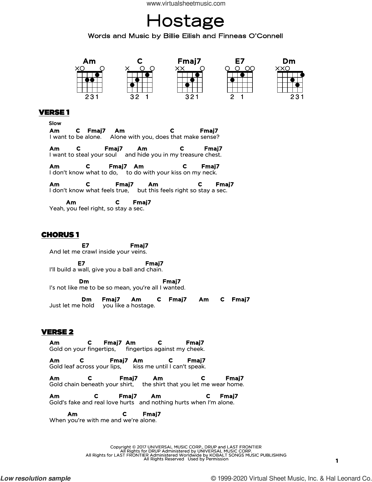 hostage sheet music for guitar solo (PDF)