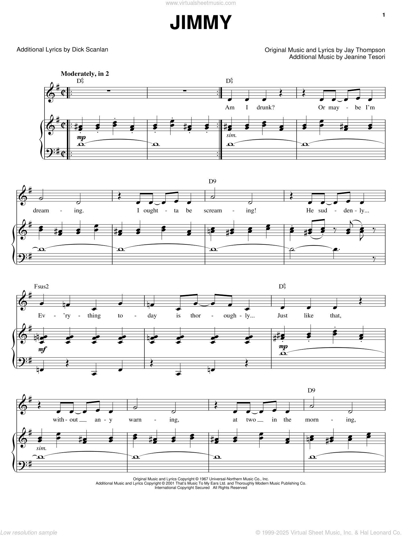 Jimmy (from Thoroughly Modern Millie) sheet music for voice, piano or guitar