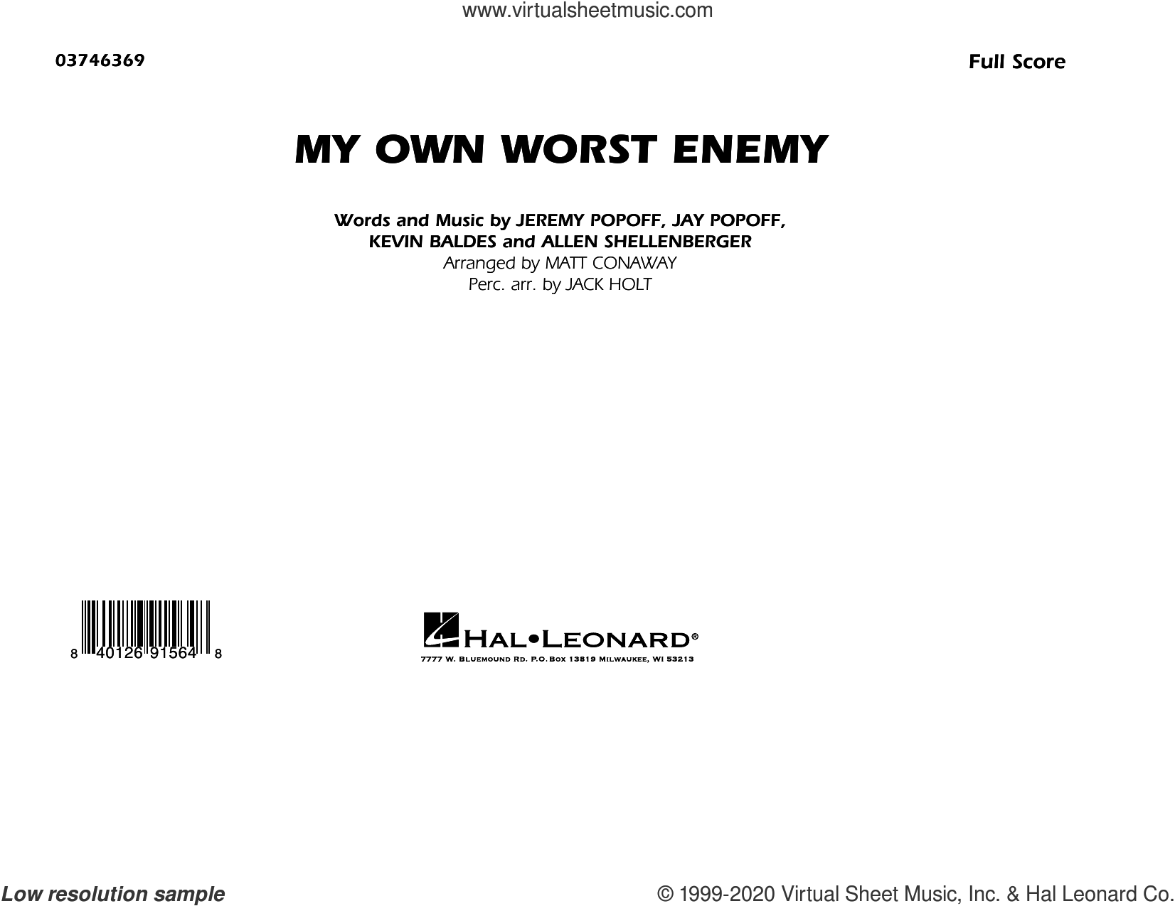 My Own Worst Enemy (arr. Matt Conaway) sheet music (complete collection ...