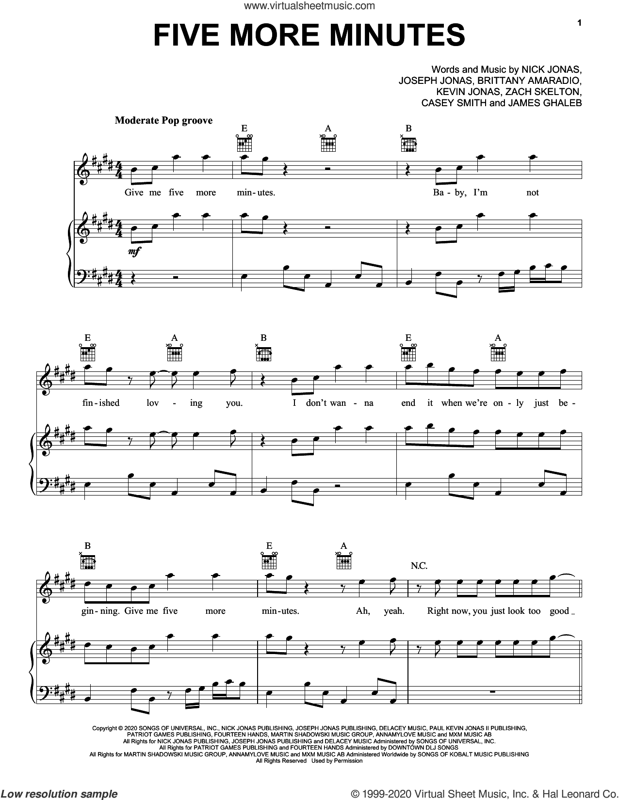 Five More Minutes sheet music for voice, piano or guitar (PDF)