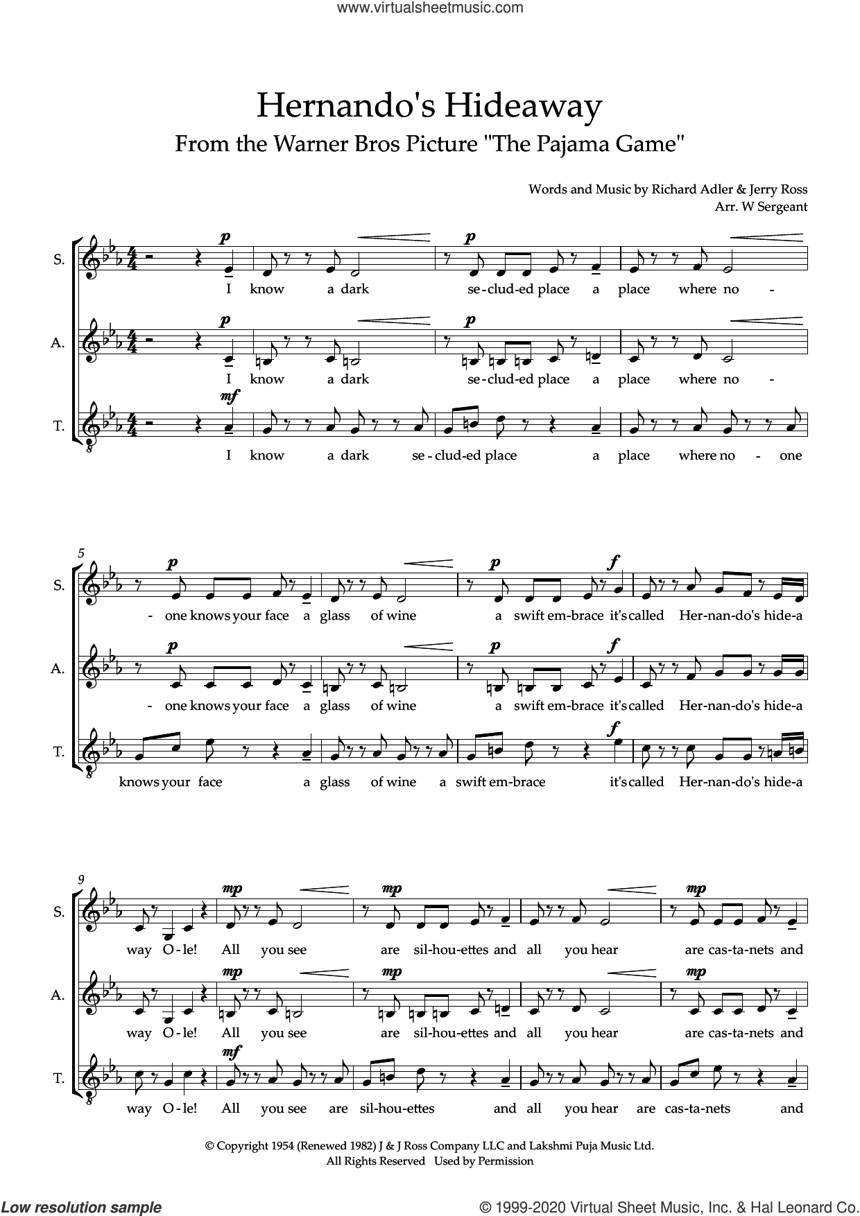 Hernando's Hideaway (arr. Wendy Sergeant) sheet music for choir (SAT: soprano, alto, tenor)