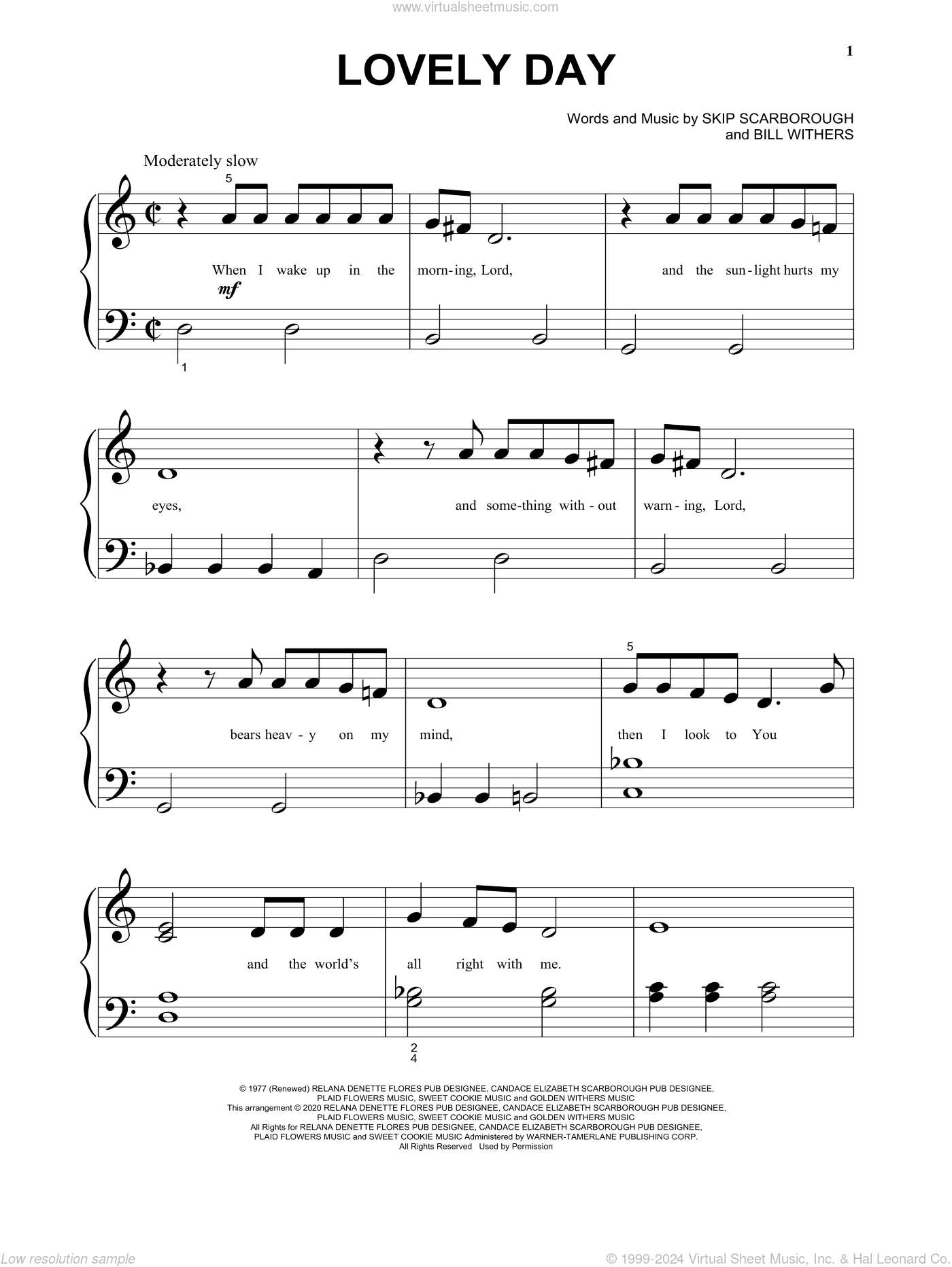 Lovely Day sheet music for piano solo (PDF-interactive)