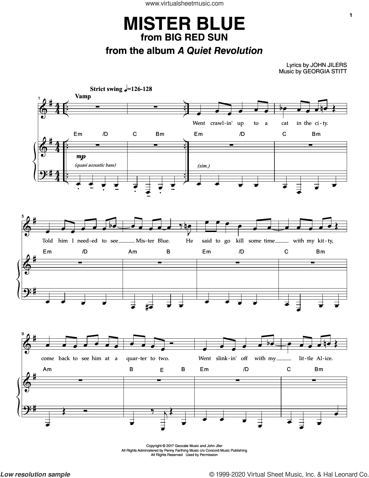 Mister Blue sheet music for voice and piano (PDF)