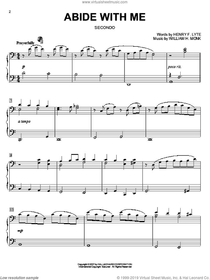 Abide With Me (arr. Larry Moore) sheet music for piano four hands