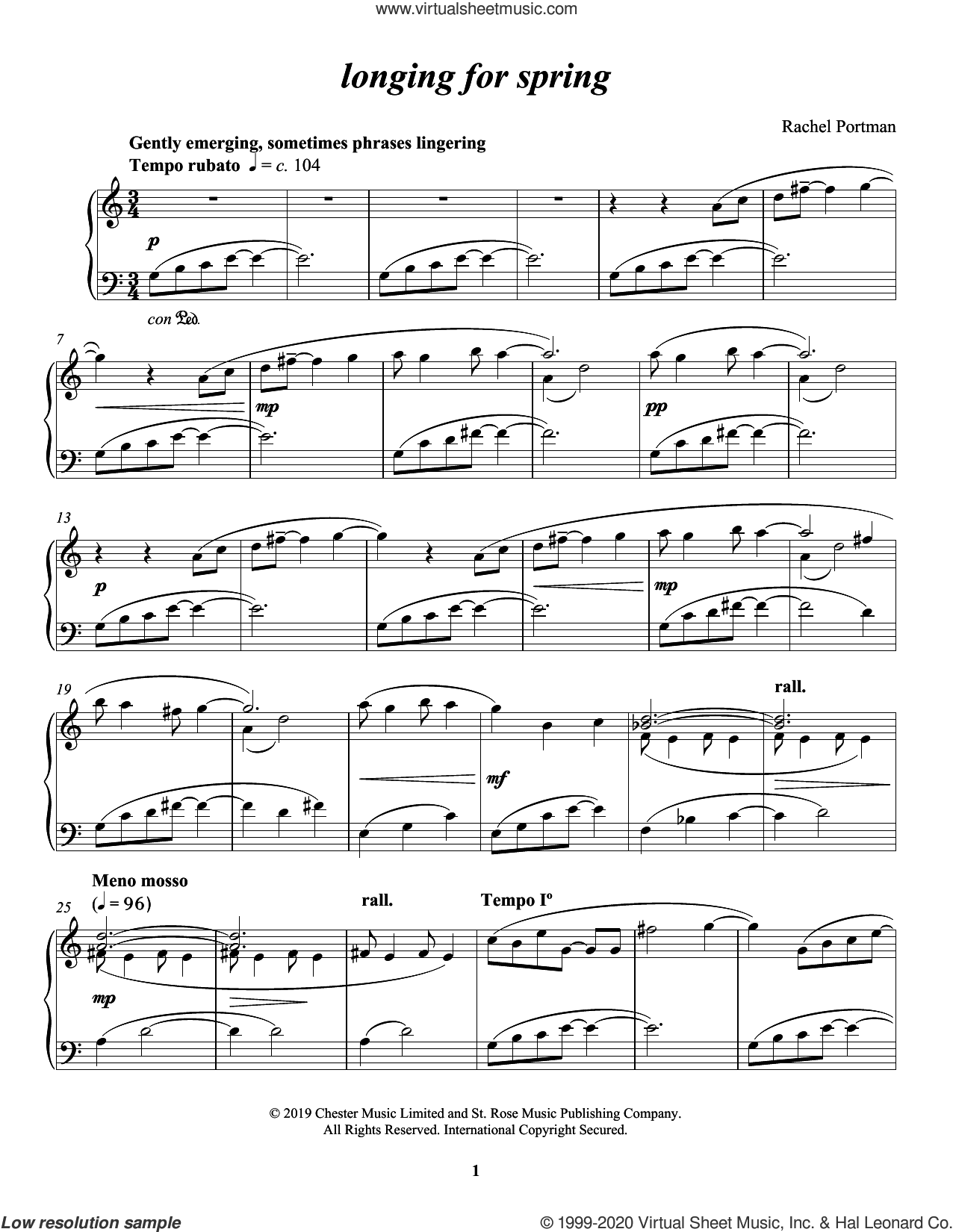 longing for spring sheet music for piano solo (PDF)