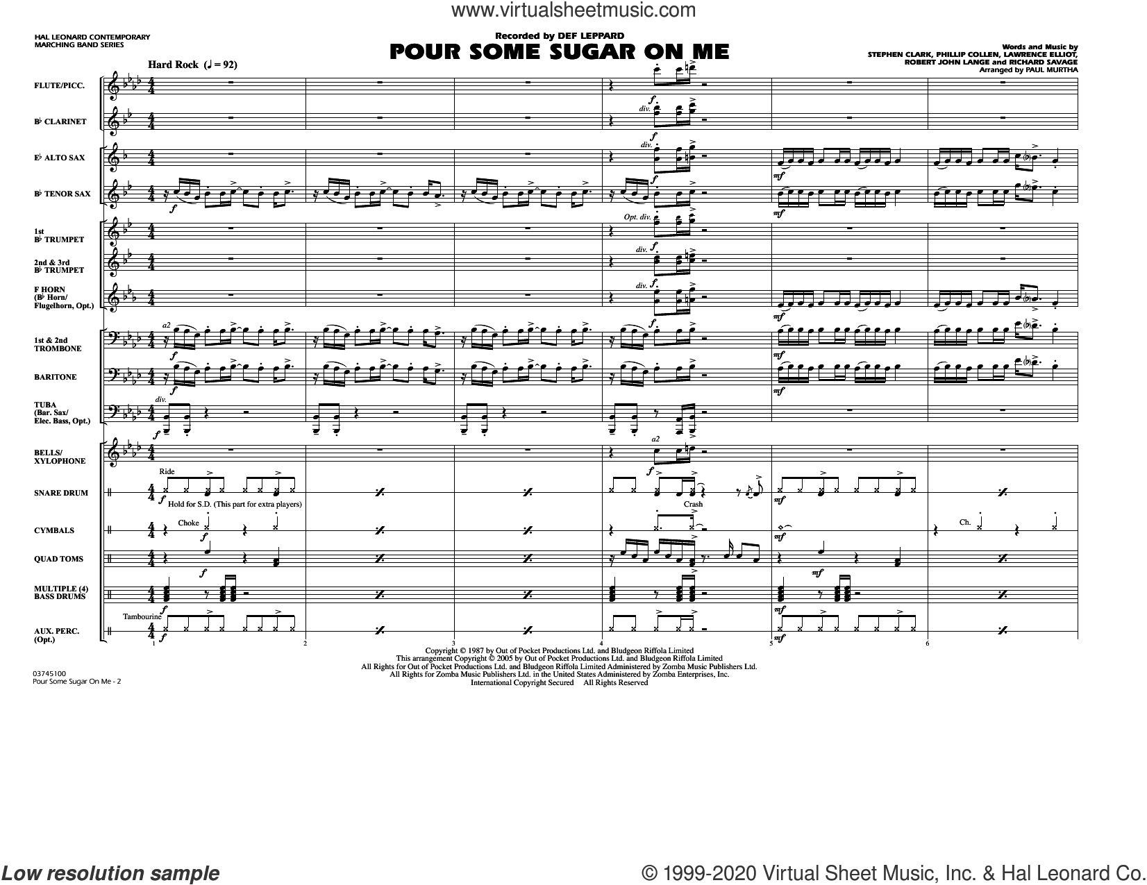 Pour Some Sugar On Me (arr. Paul Murtha) sheet music (complete ...
