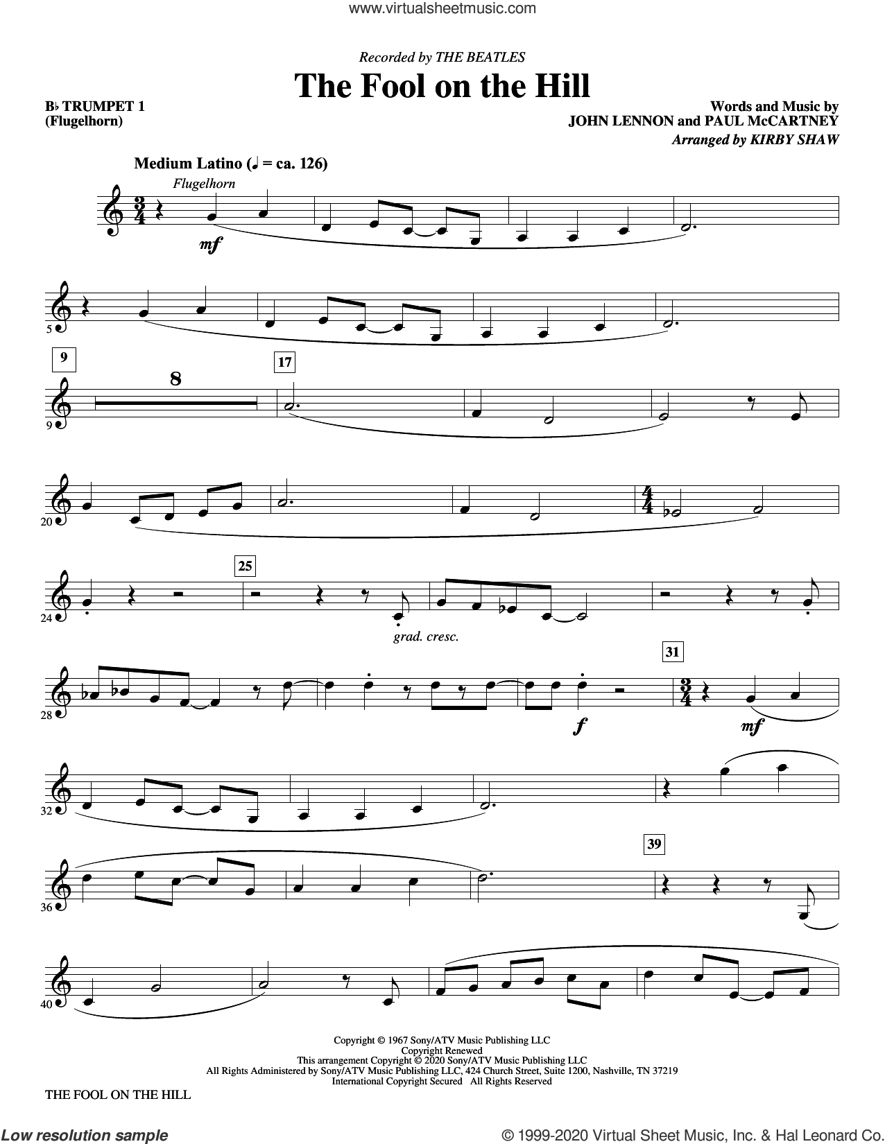 The Fool on the Hill (arr. Kirby Shaw) (complete set of parts) sheet ...