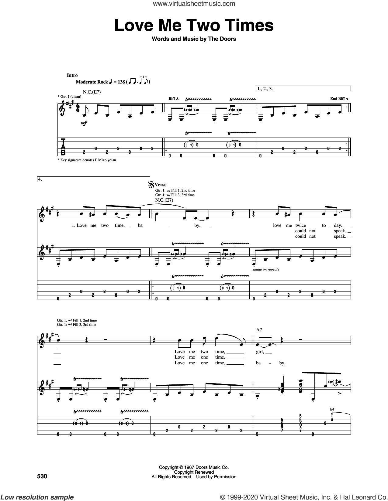 Love Me Two Times sheet music for guitar (tablature) v2