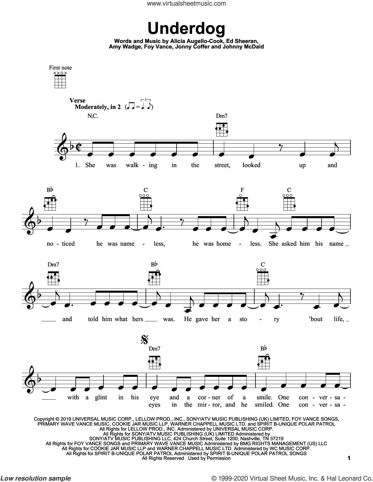 Underdog sheet music for ukulele (PDF-interactive)